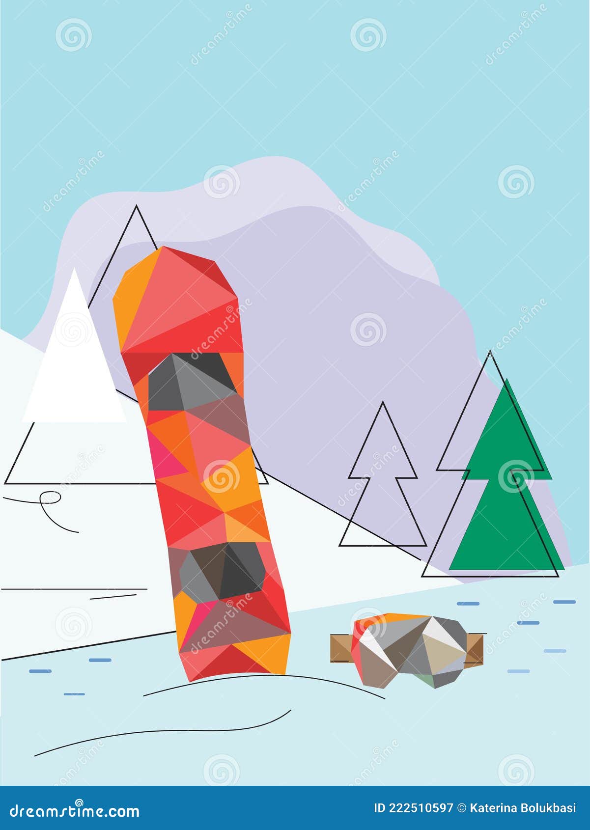 Snowboard Flat Illustration Snowboarding Objects Winter Sport Stock ...