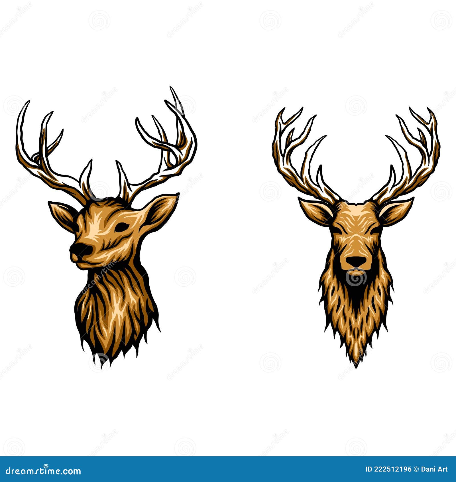 The Dear Head Statue With The Zentangle Doodle Art Vector Illustration ...