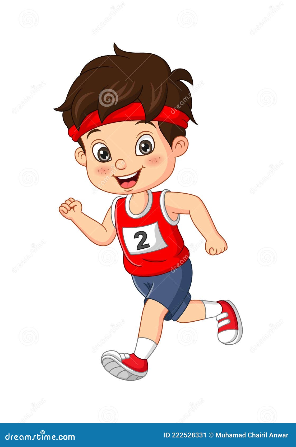 Happy Cute Little Runner Boy Cartoon Stock Vector - Illustration of ...