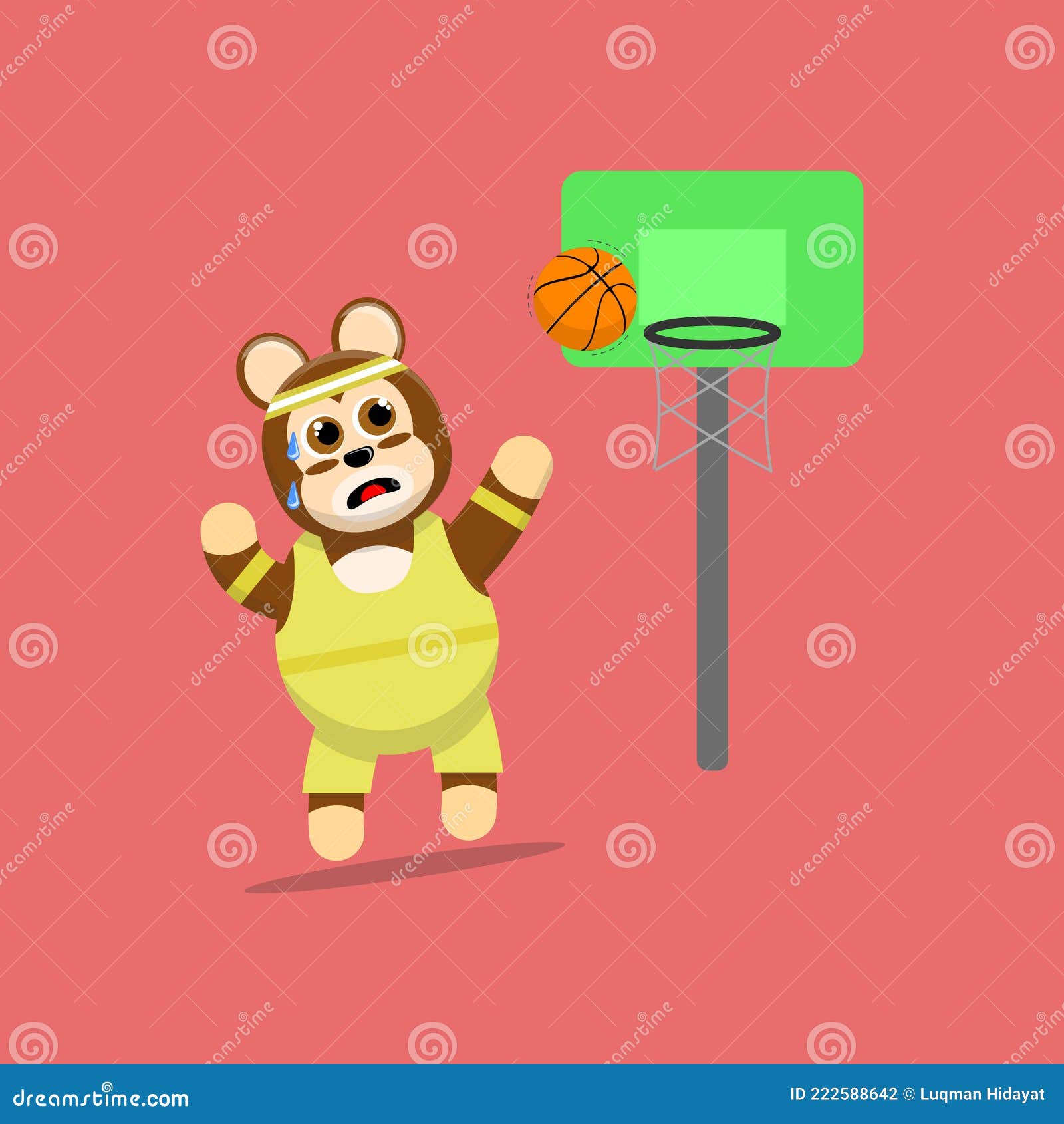 Cute Monkey Throwing a Basketball into the Ring Stock Vector ...