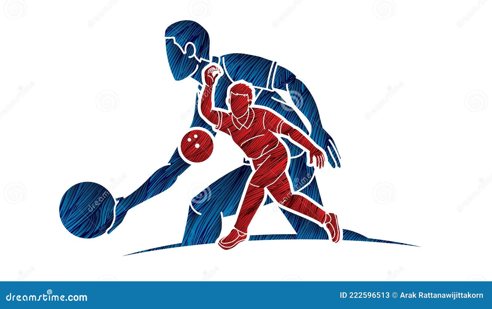 Men Playing Bowling Sport Players Bowler Action Cartoon Graphic Vector ...
