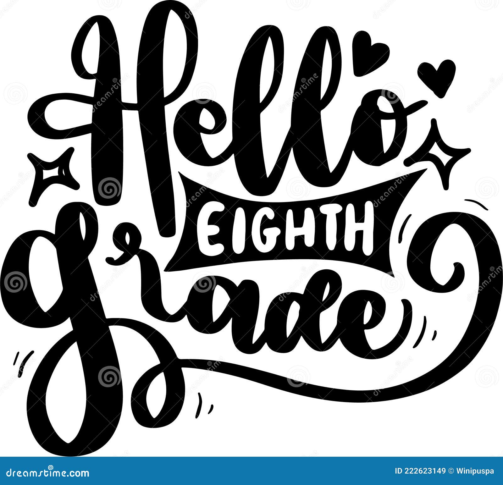 Hello Eighth Grade stock vector. Illustration of back - 222623149