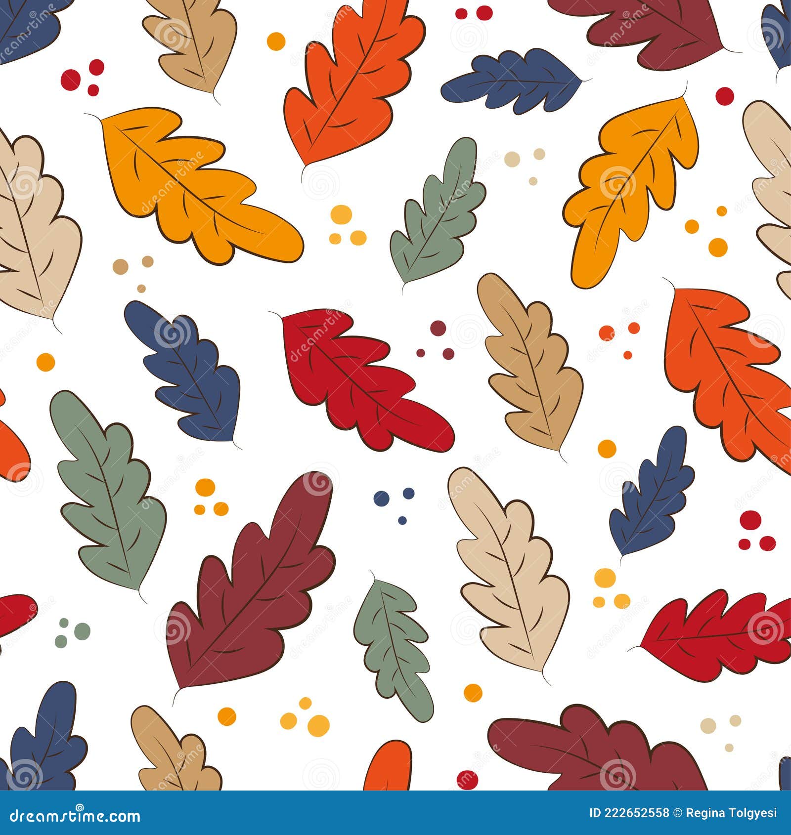 Autumnal Oak Leaves Seamless Pattern. Stock Vector - Illustration of ...
