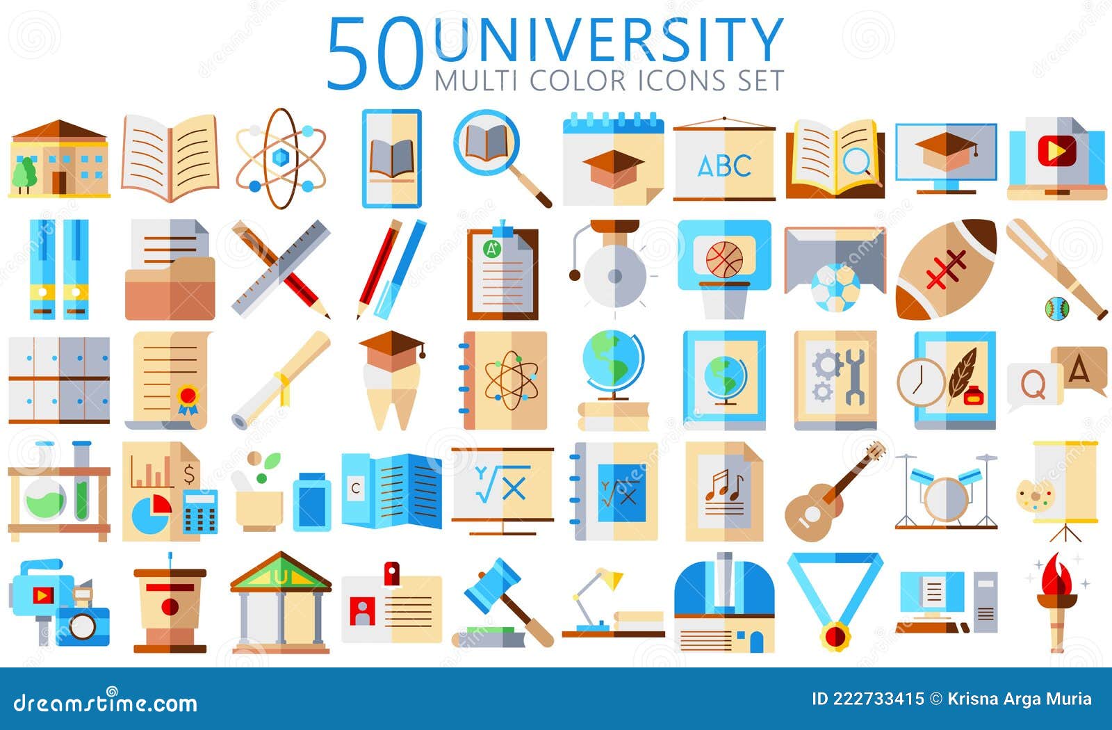 Multicolor Universities and Colleges Icon Set Stock Vector ...