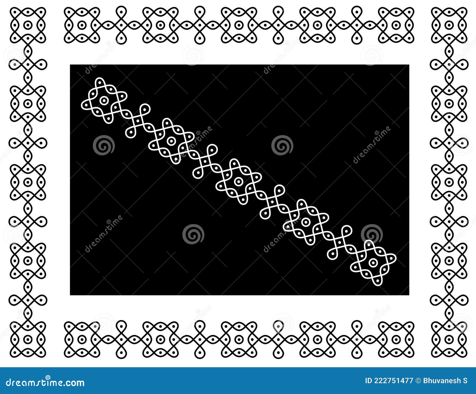Rectangle Border Design Concept of Rangoli or Kolam Design with Floral ...