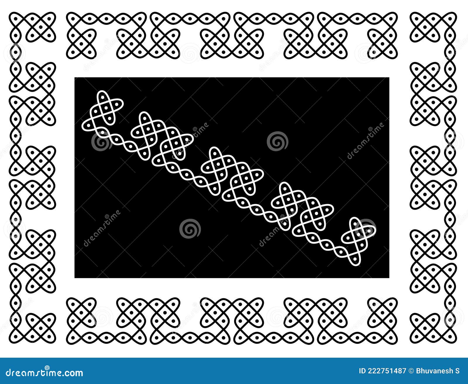 Rectangle Border Design Concept of Rangoli or Kolam Design with Floral ...