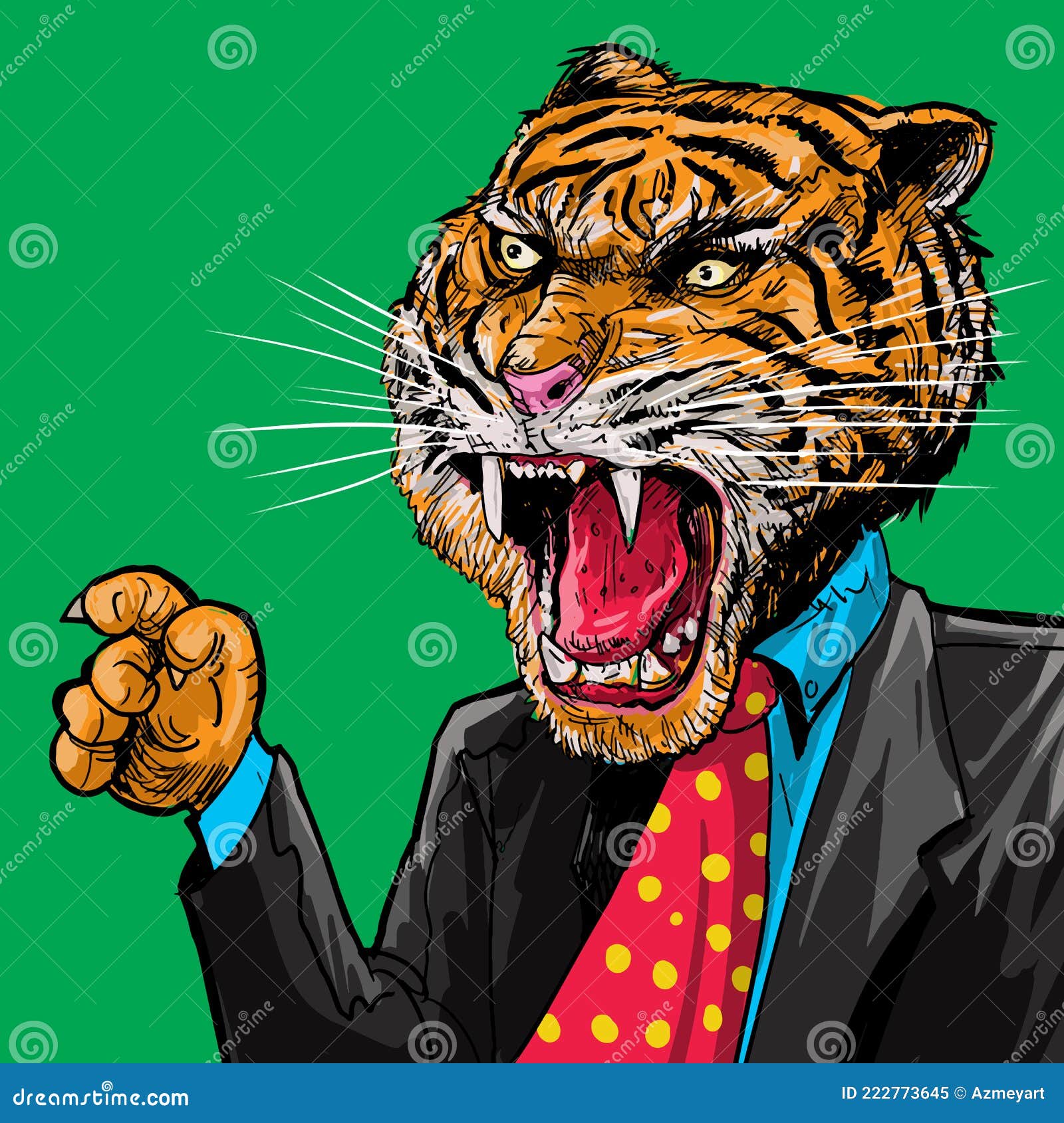 The Angry Tiger Boss Cartoon Stock Vector - Illustration of mammal ...
