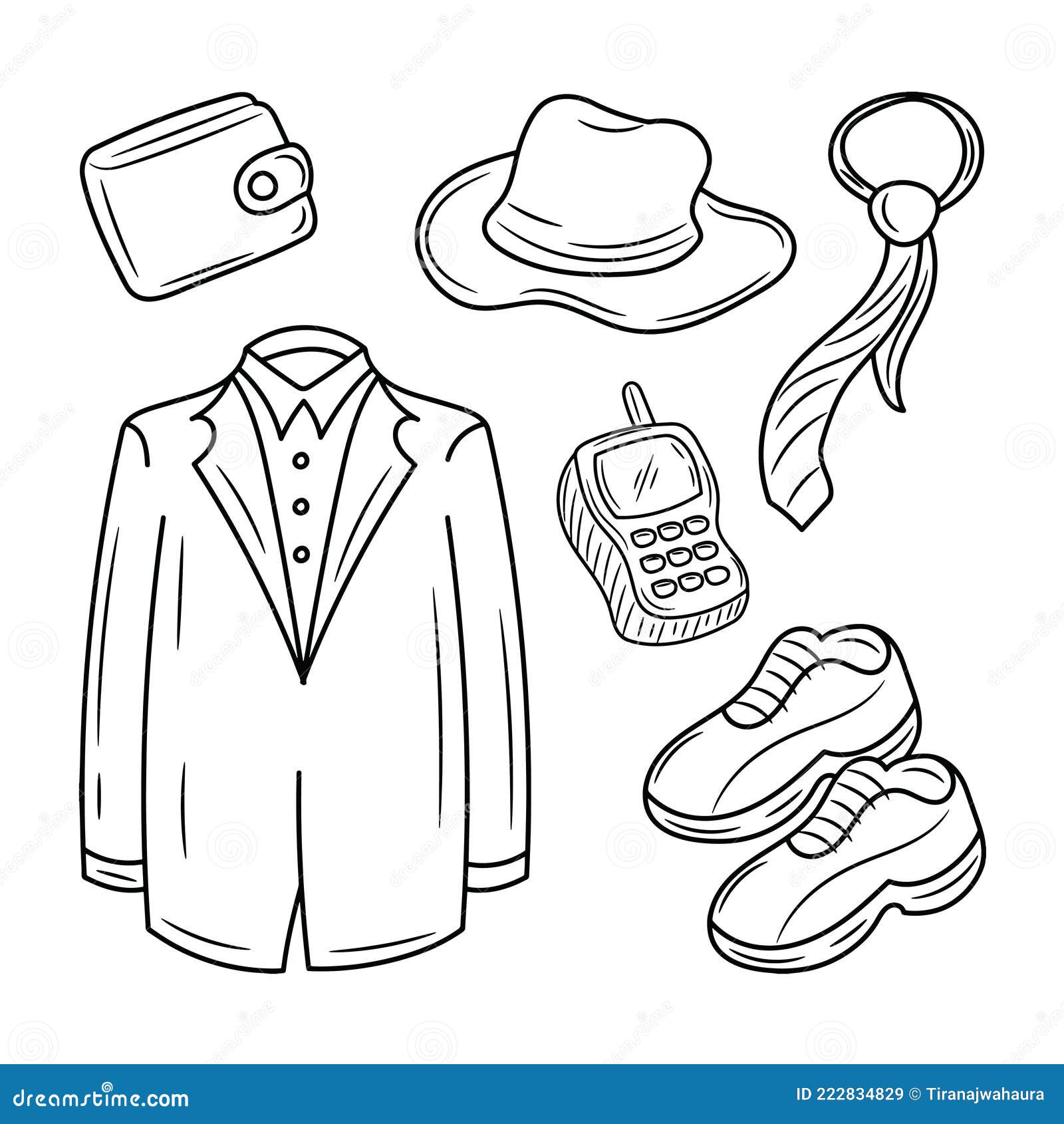 Father`s Outfit Thin Line Vector Illustration Stock Vector ...