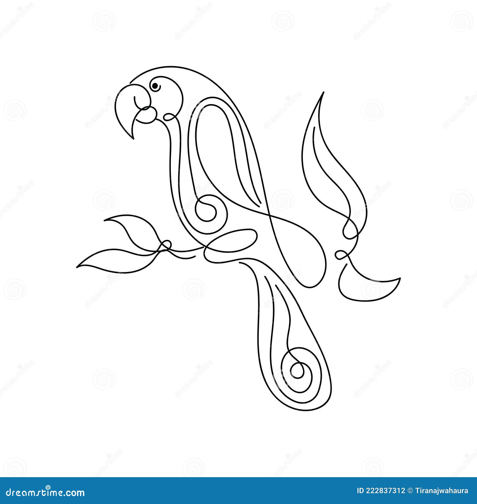 Parrot Bird Line Art Abstract Minimalist Vector Illustration Stock ...