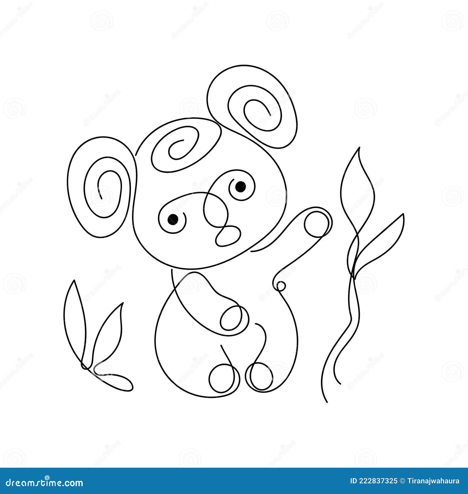 Koala Line Art Minimalist Vector Illustration Stock Vector ...