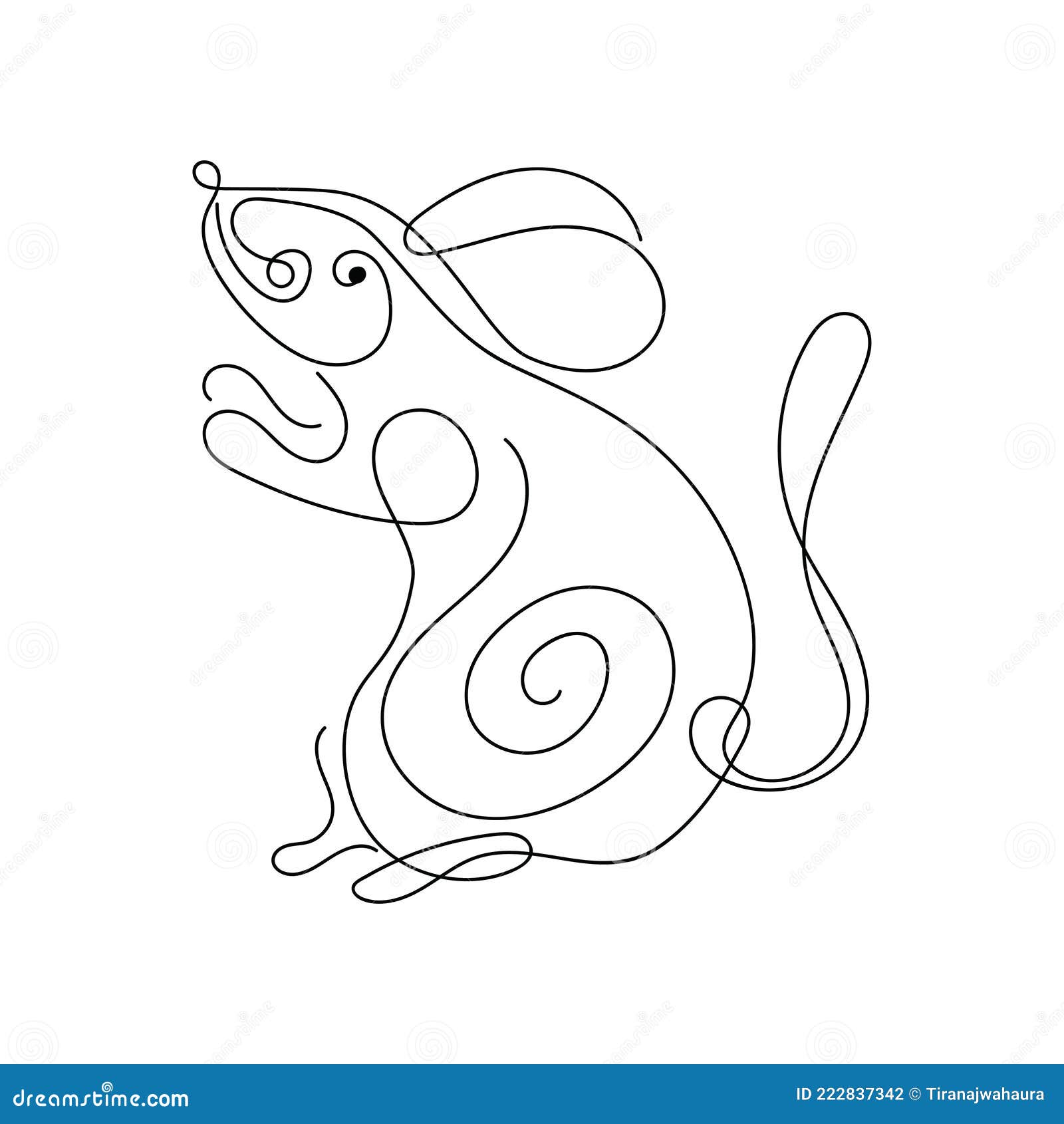 Simple Rat Line Art Vector Illustration Stock Vector - Illustration of ...