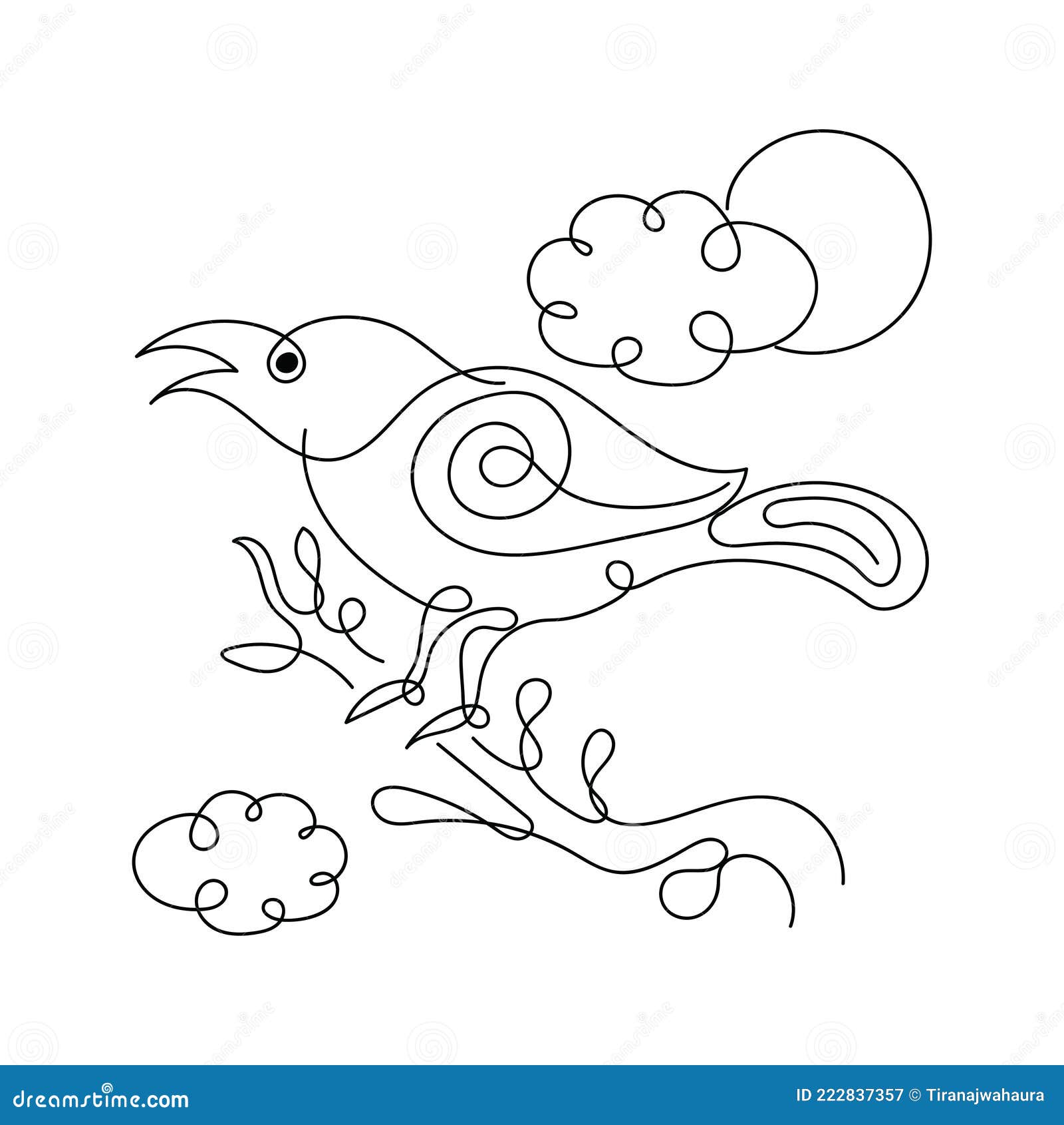 Crow Bird Abstract Minimalist Line Art Vector Illustration Stock Vector ...