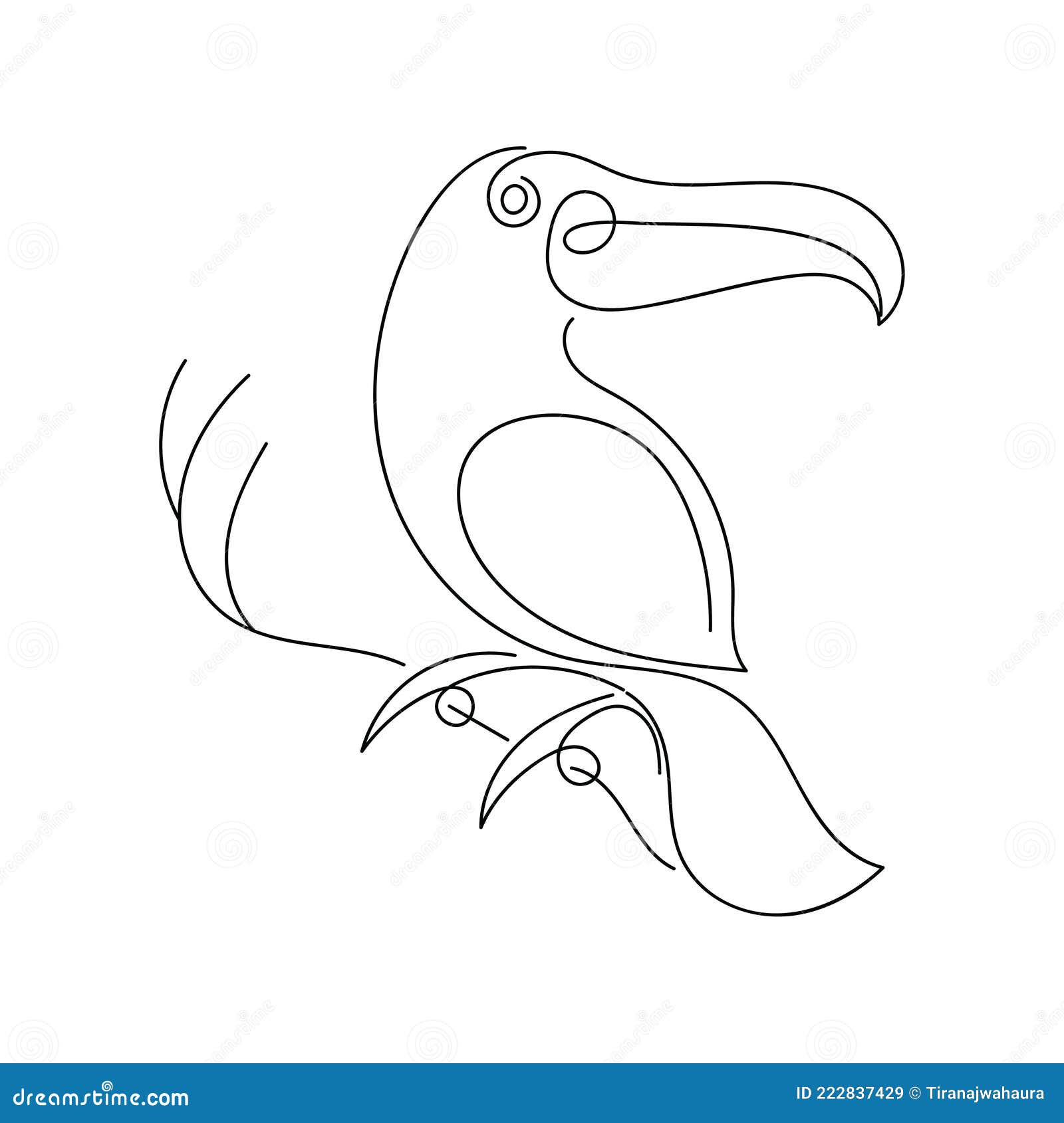 Toucan Bird Line Art Vector Illustration Stock Vector - Illustration of ...