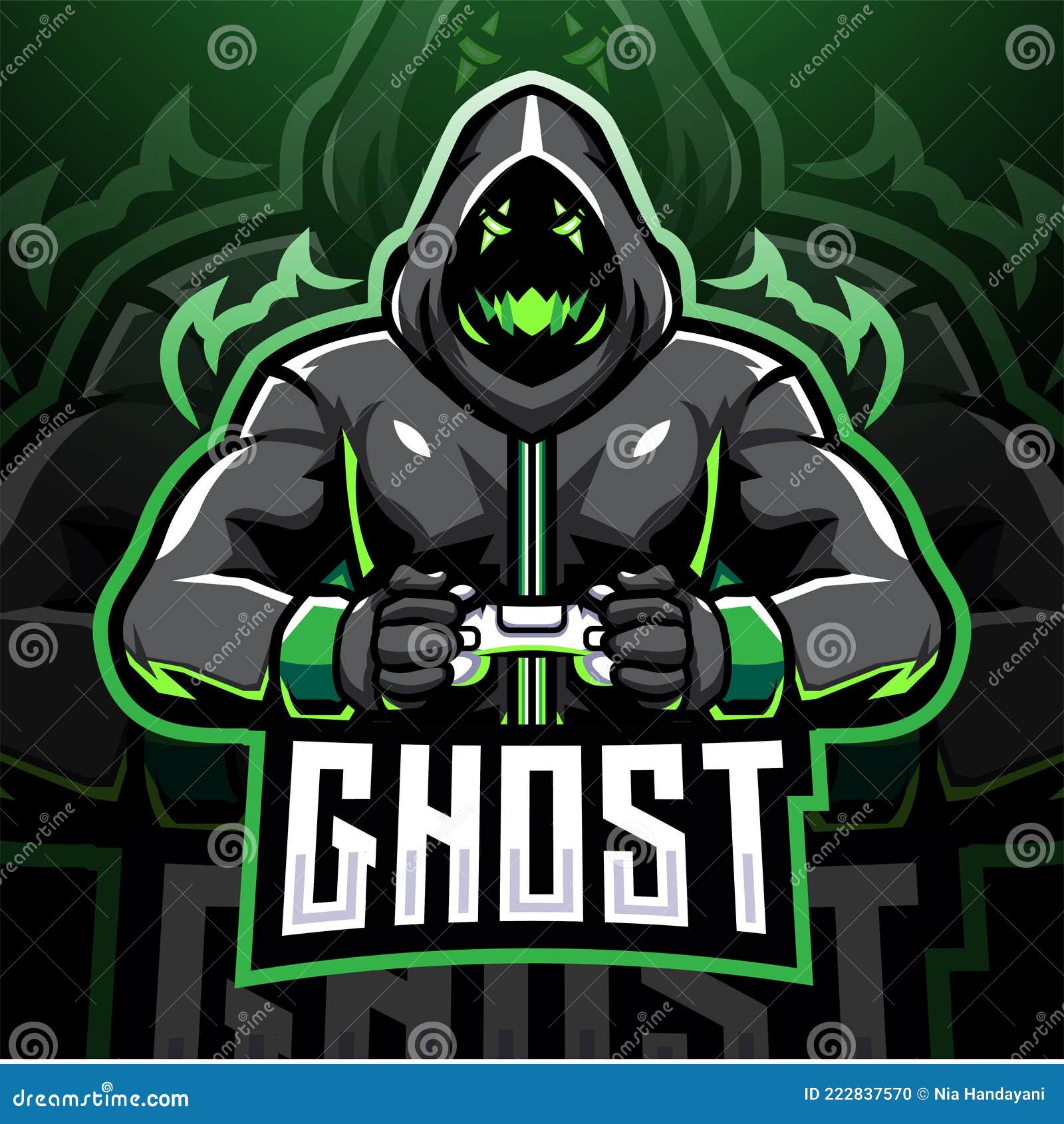Ghost Gaming Esport Mascot Logo Design Stock Vector - Illustration of ...