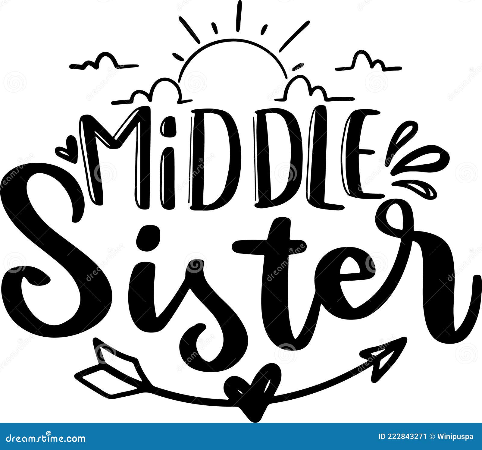 Middle Sister Lettering Quotes Stock Vector - Illustration of ...