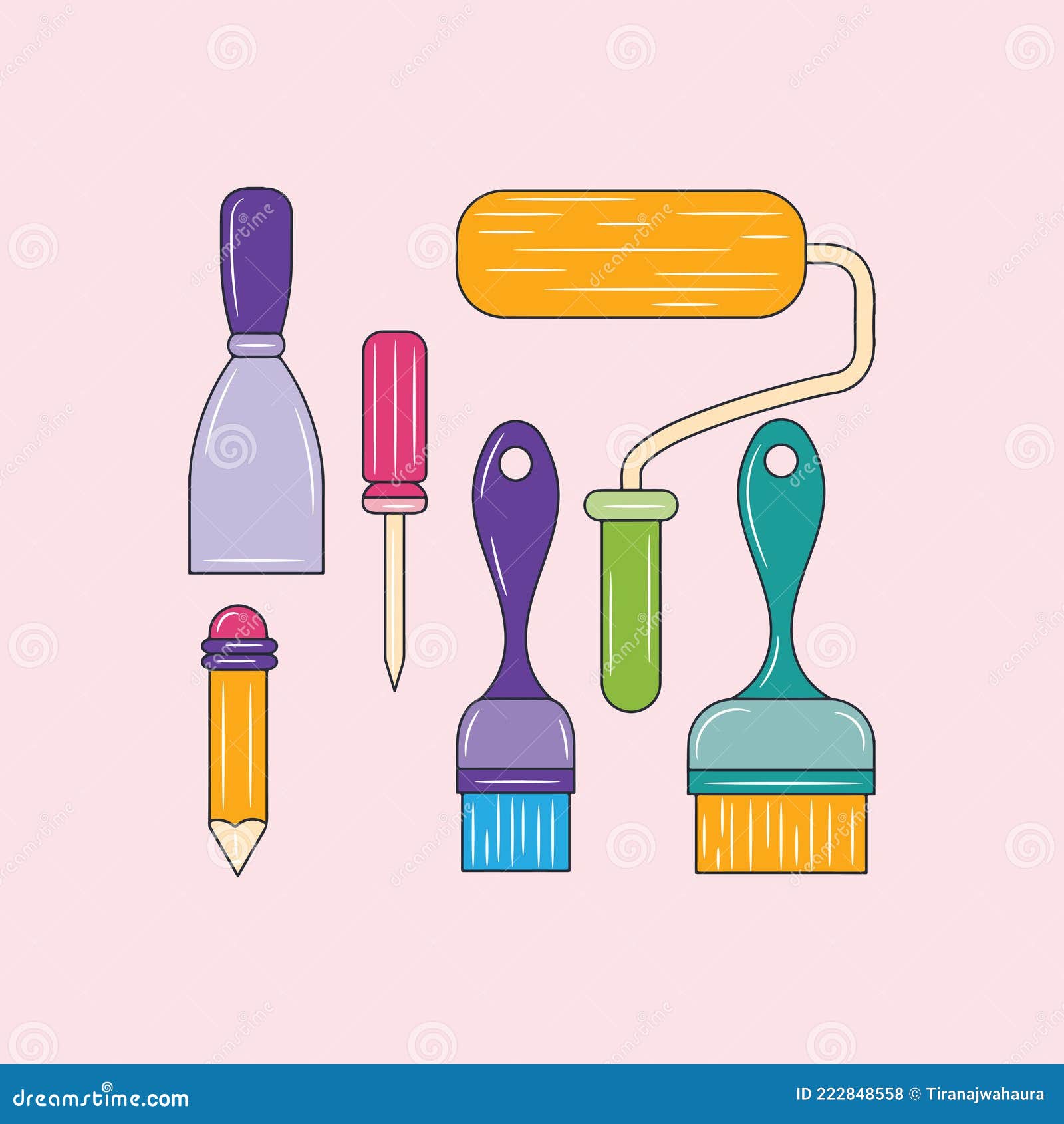 Paint Equipment Colored Mechanical Tools Vector Illustration Stock ...