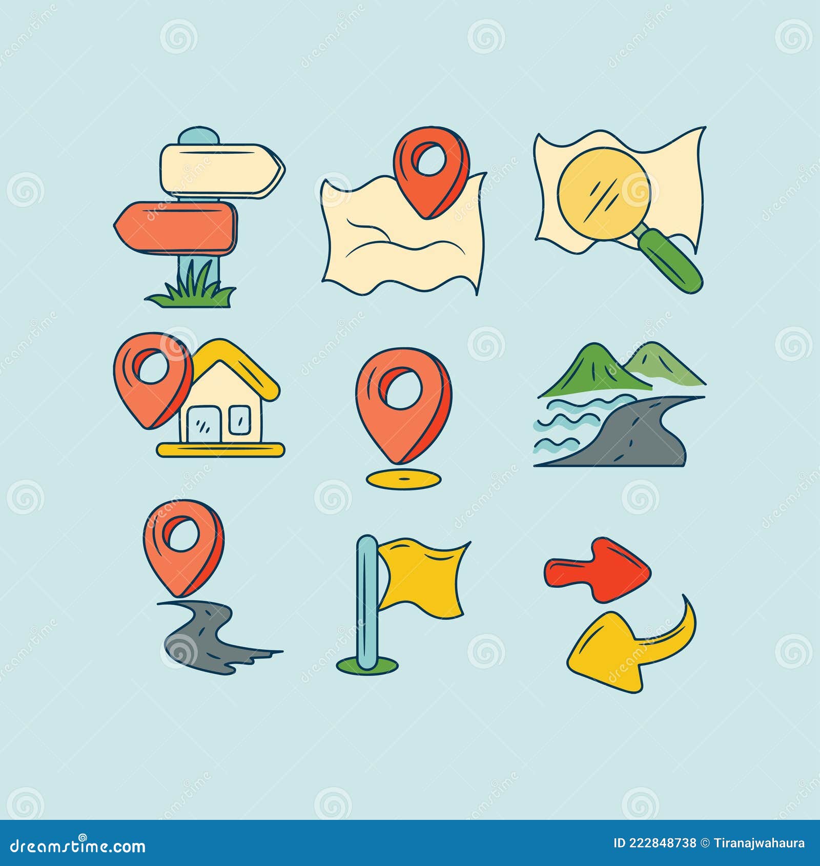 Map And Locations Doodle Vector Illustration | CartoonDealer.com #222848411
