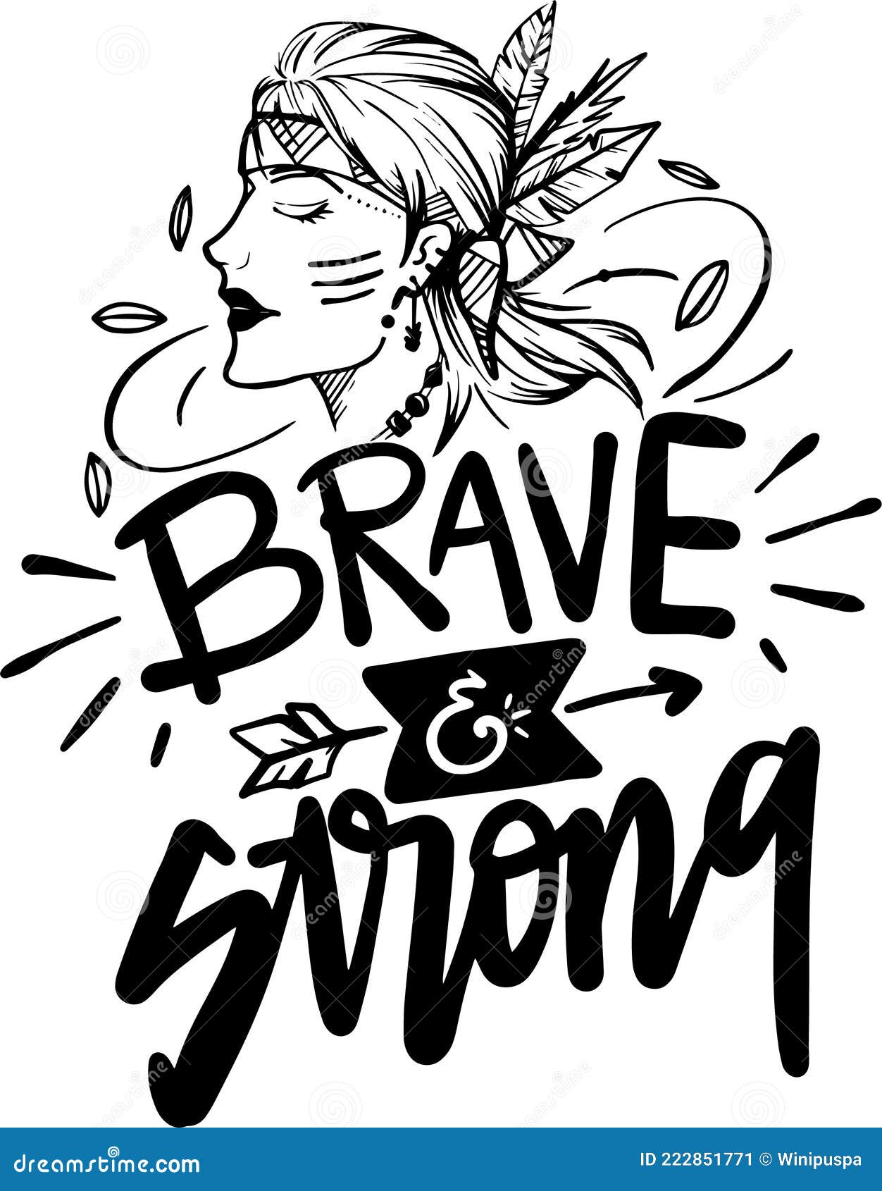 Brave and Strong stock vector. Illustration of black - 222851771