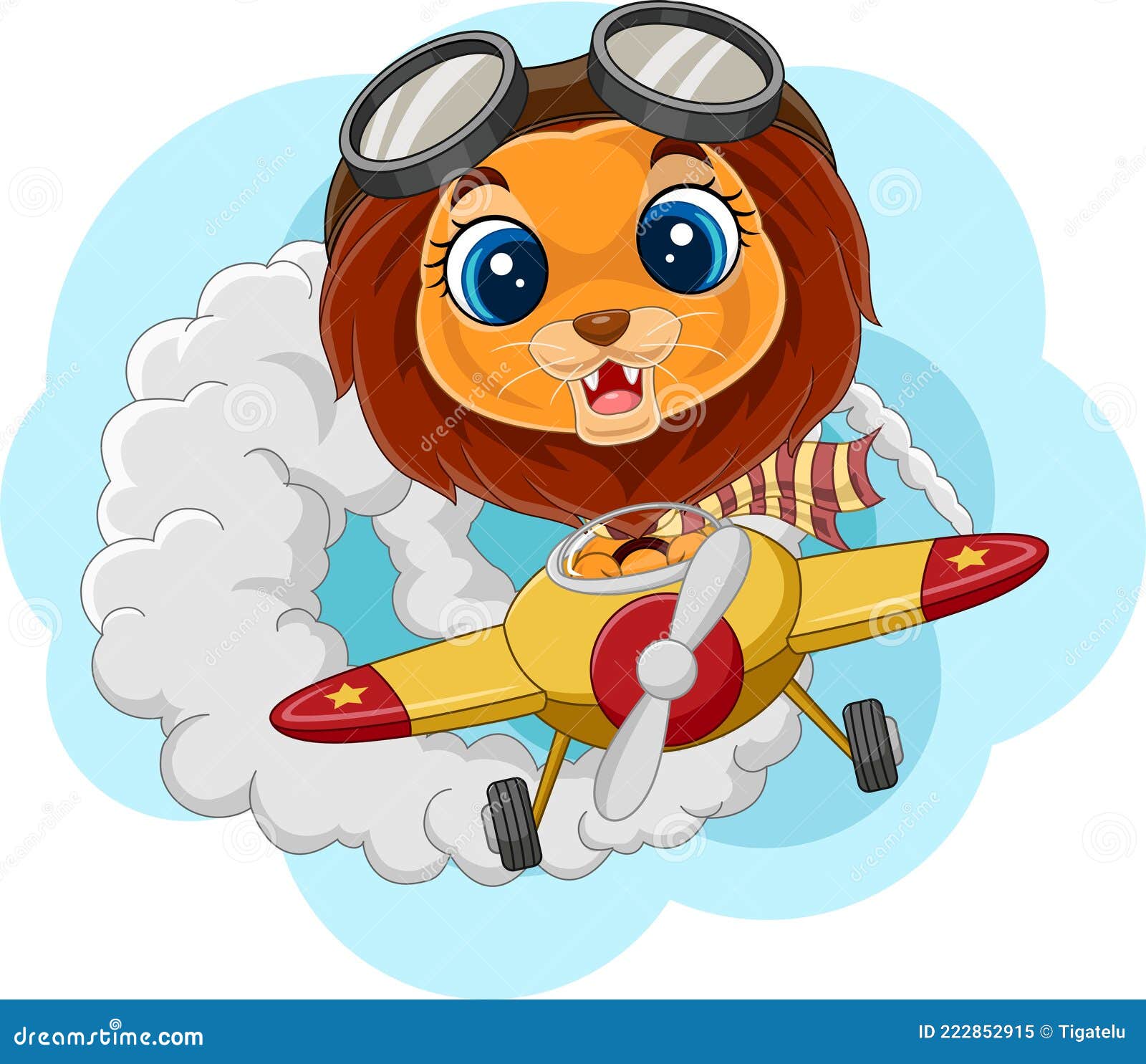 Cartoon Baby Lion Operating a Plane Stock Vector - Illustration of ...