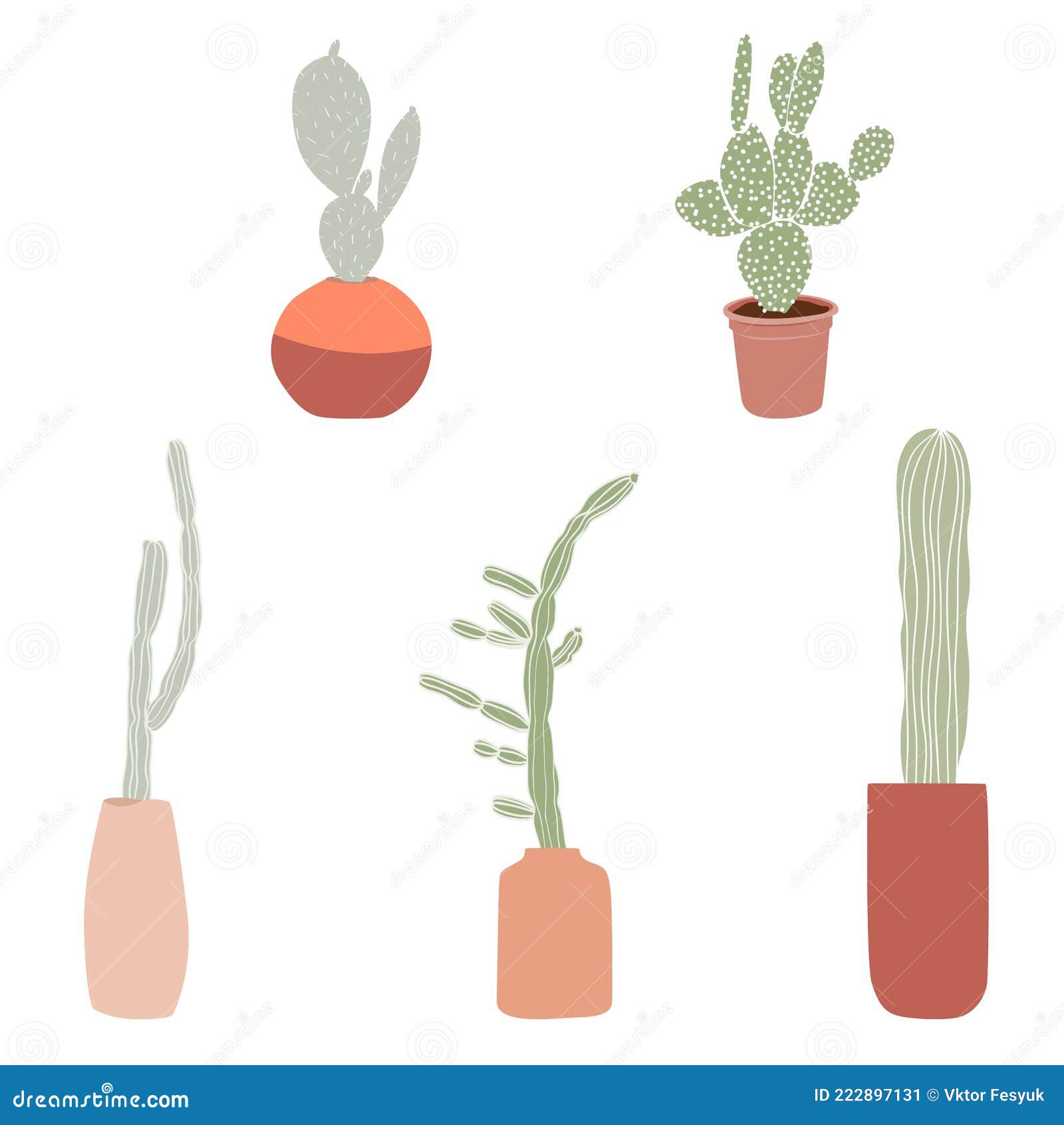 Cactus Green Brown Pastel Color Watercolor. Home Plants Beautiful Cacti ...