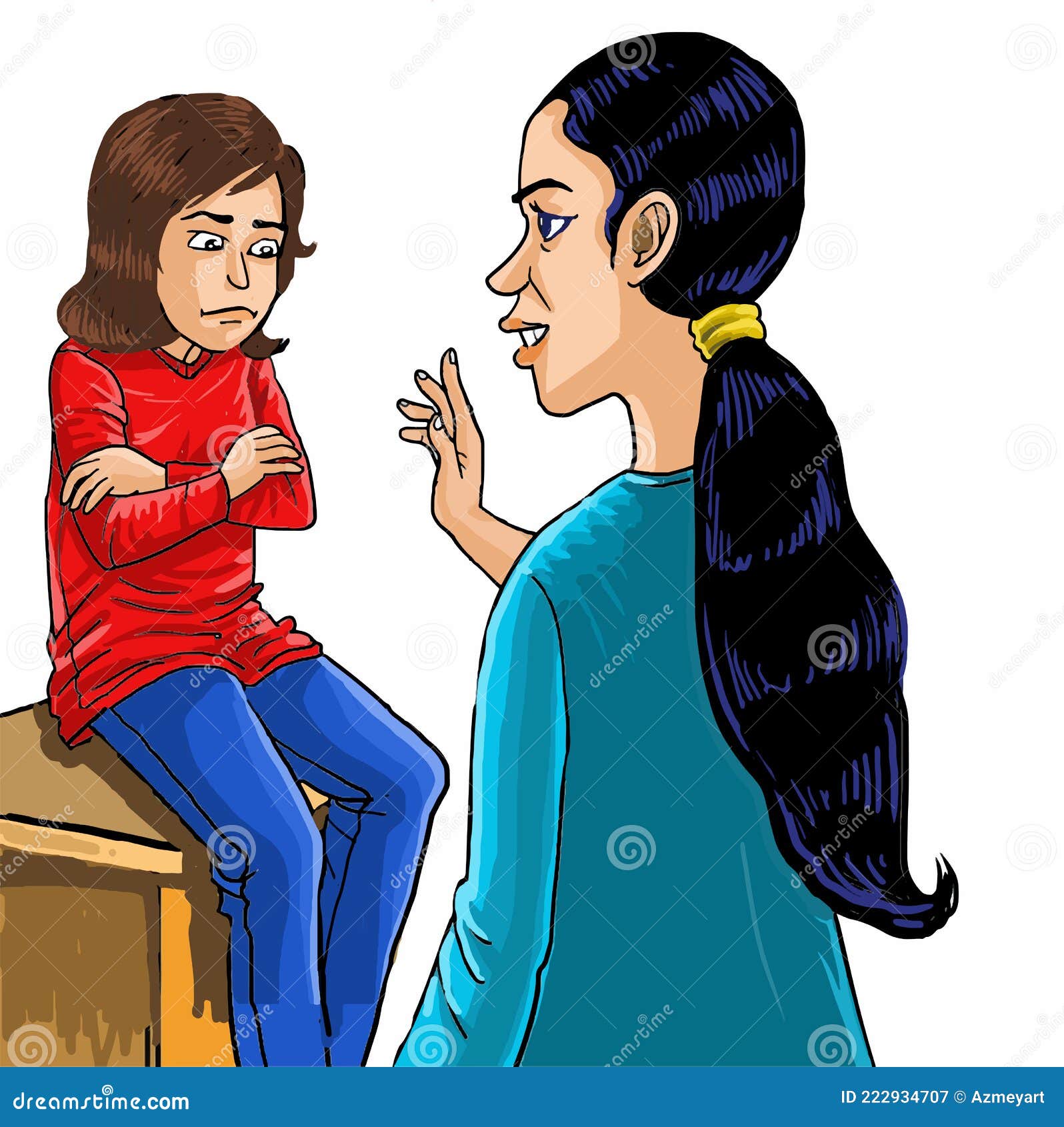 Asian Girl Gives Good Advice To Her Friend Stock Vector - Illustration ...