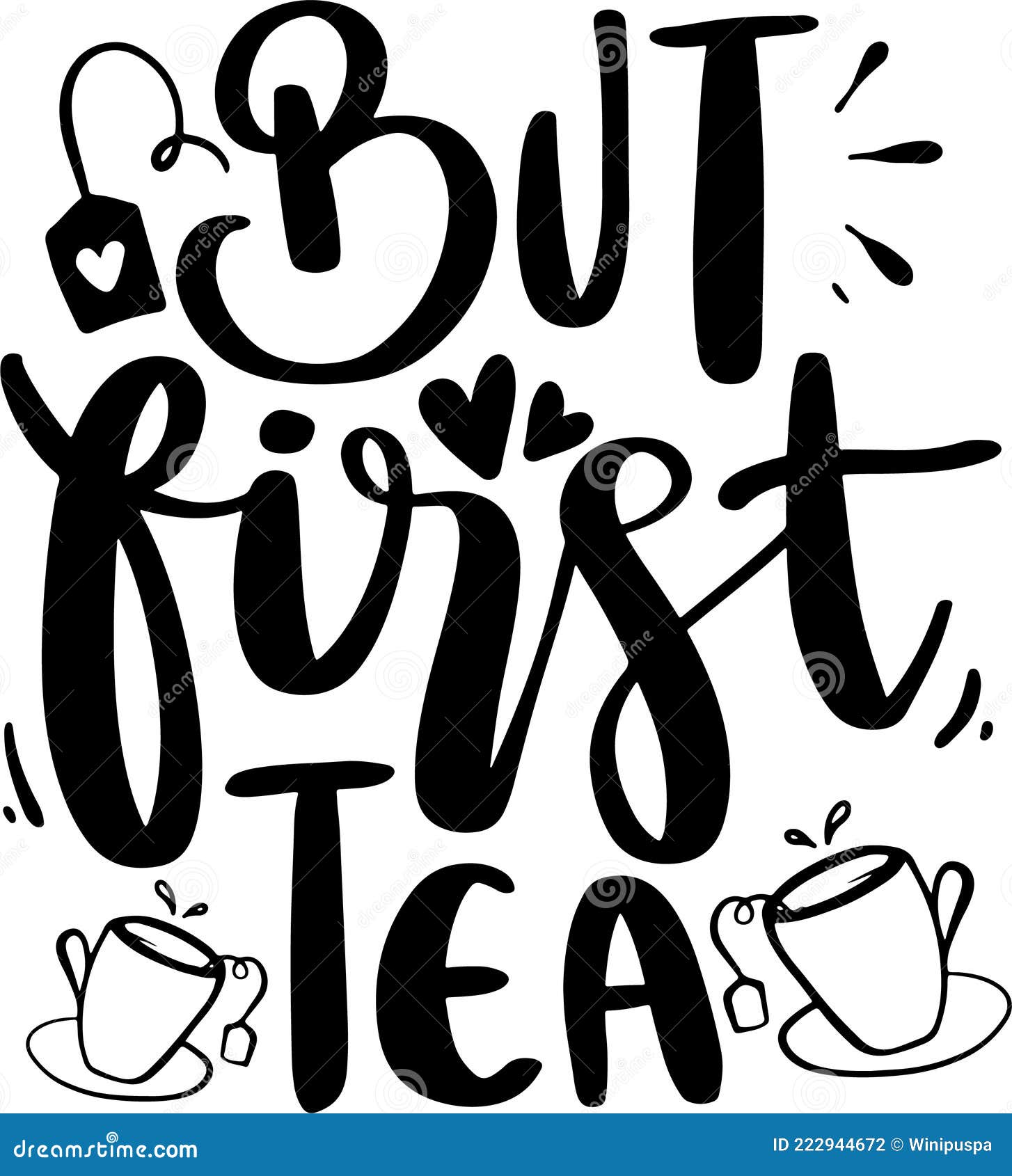But First Tea stock vector. Illustration of banner, handwritten - 222944672