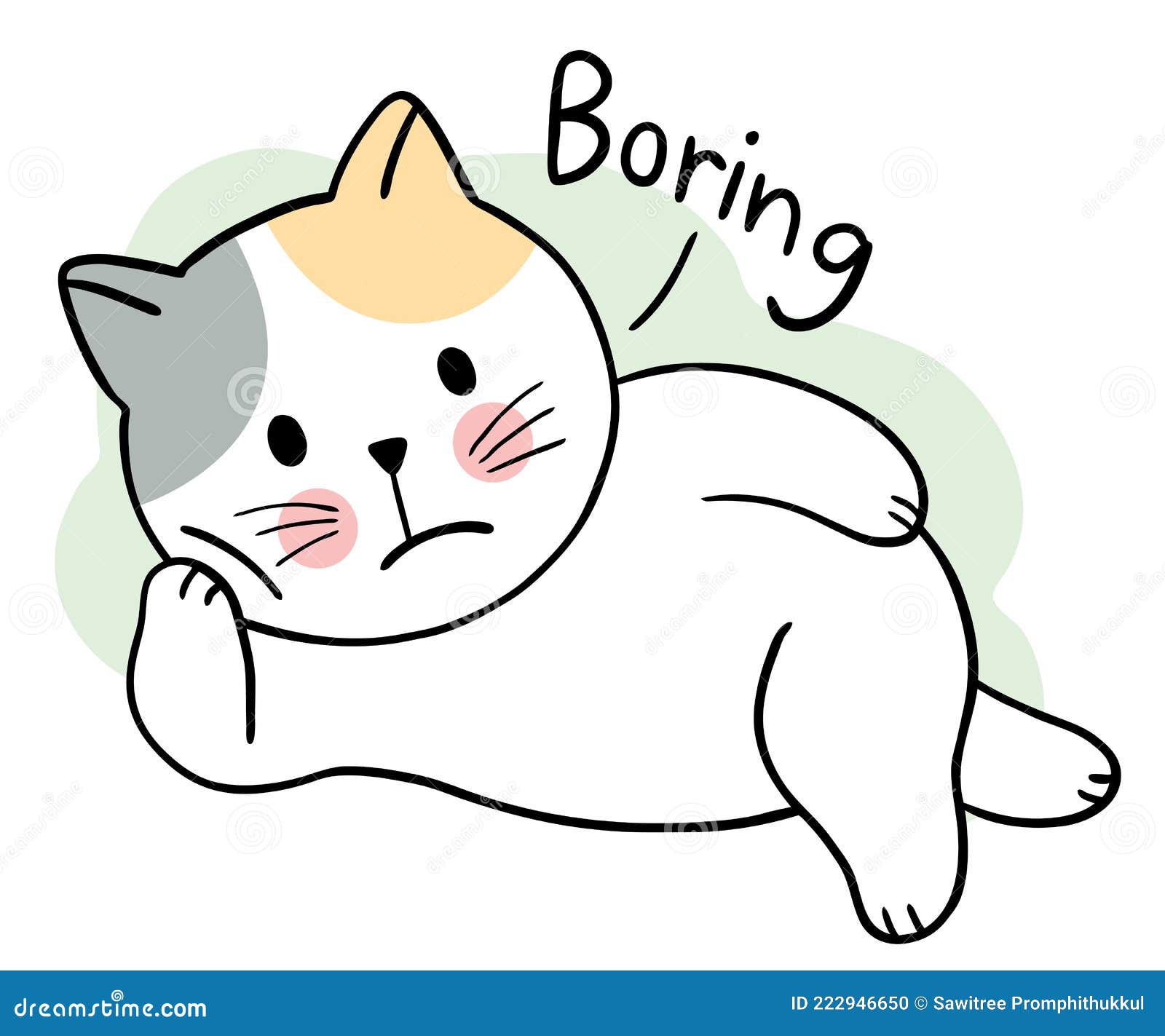 Boring Cute Panda Cartoon Style. Vector Hand Drawn Illustration ...