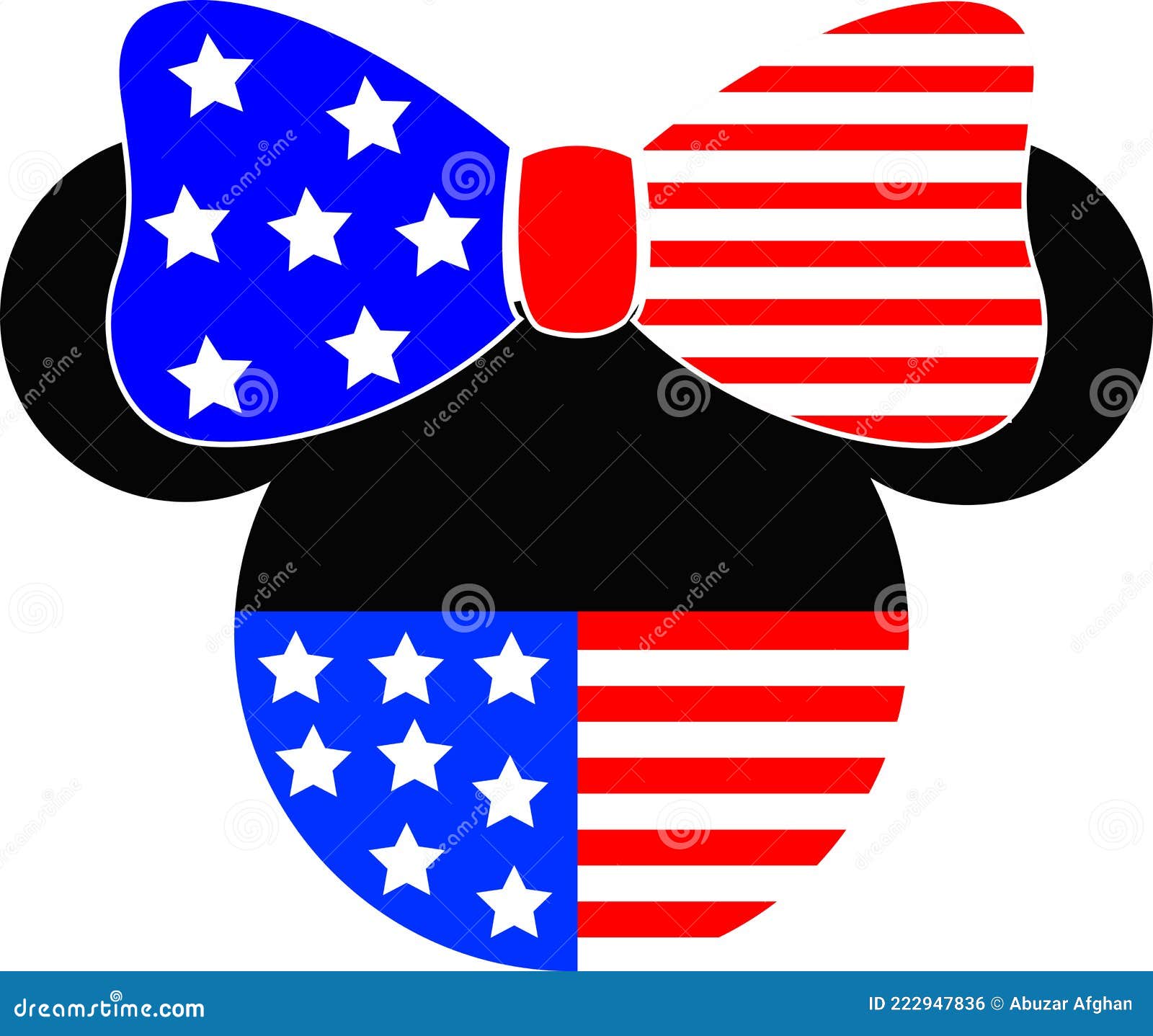 Minnie Mouse With American Flag Clip Image With Eps Vector ...