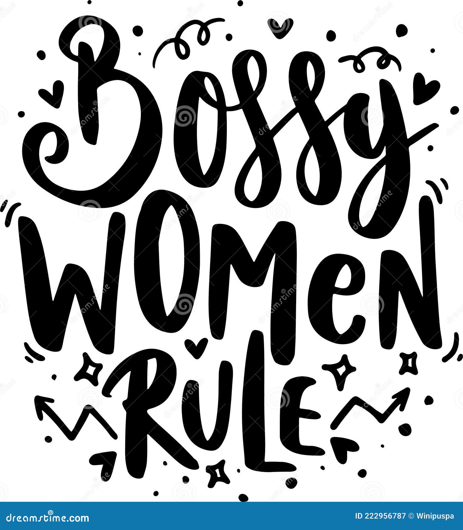 The Bossy One- Calligraphy Text With Crown And Heart. Vector ...