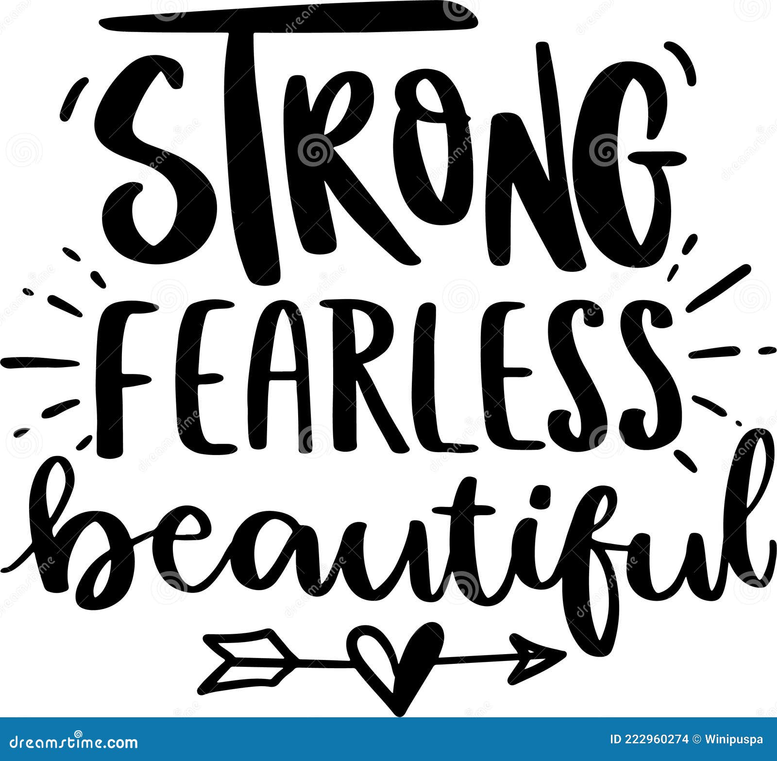 Strong Fearless Beautiful Lettering Quotes Stock Vector - Illustration ...