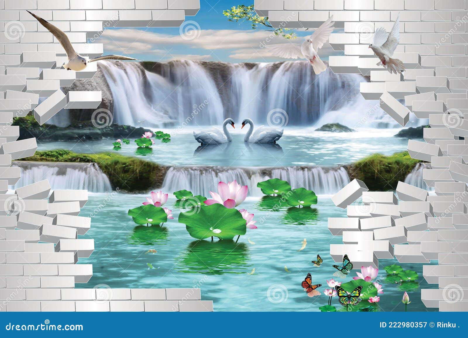 Custom 3D Wall Mural Wallpaper - Image Stock Illustration ...