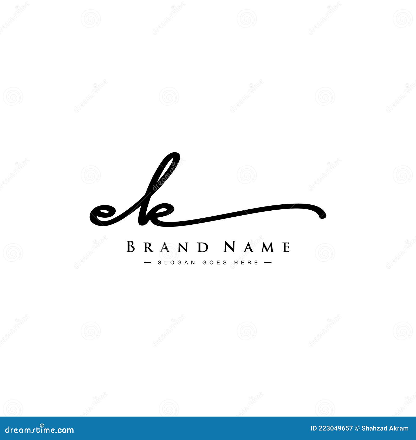 Initial Letter EK Logo - Handwritten Signature Style Logo Stock Vector ...