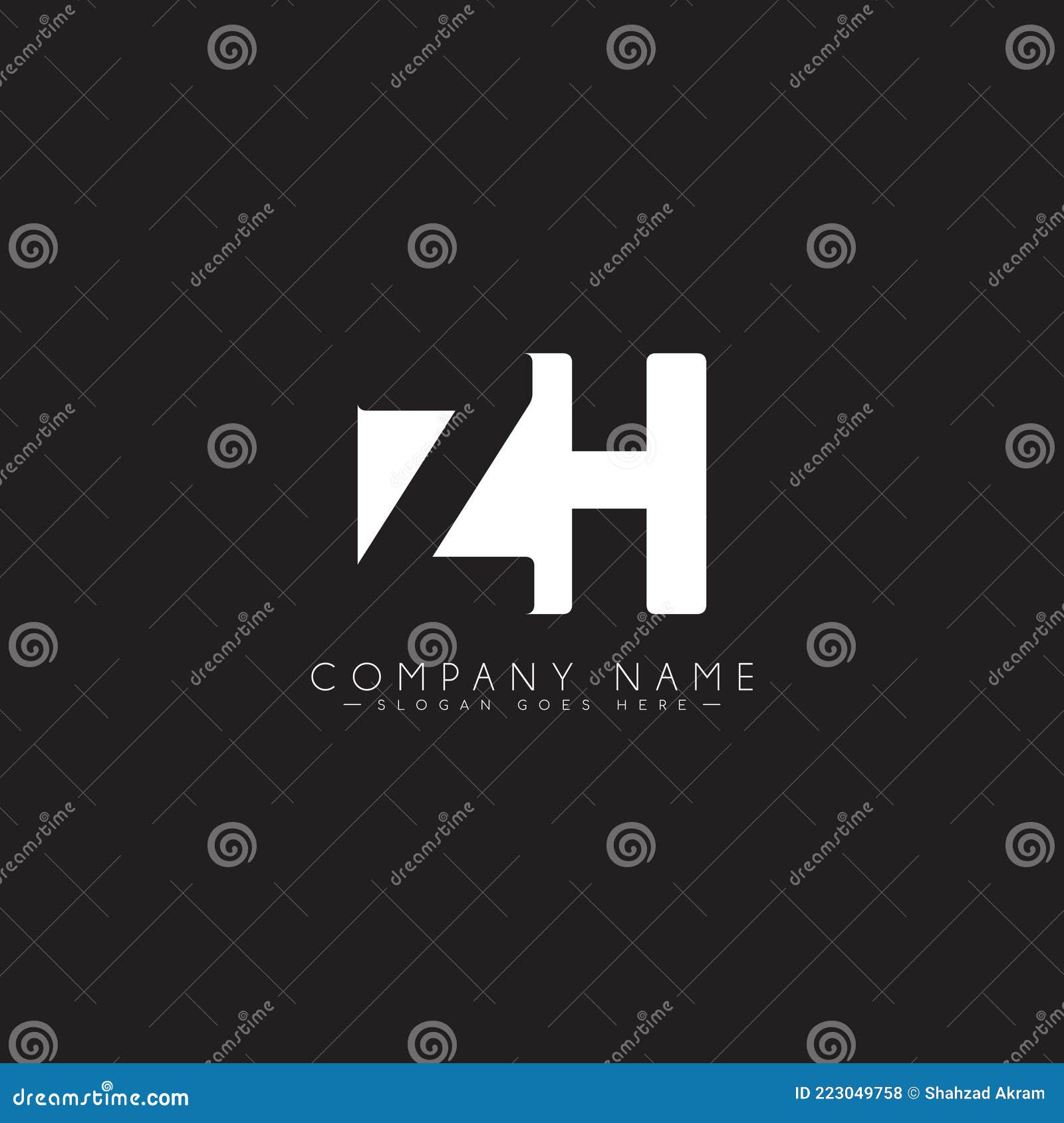 Initial Letter ZH Logo - Minimal Business Logo for Alphabet Z and H ...