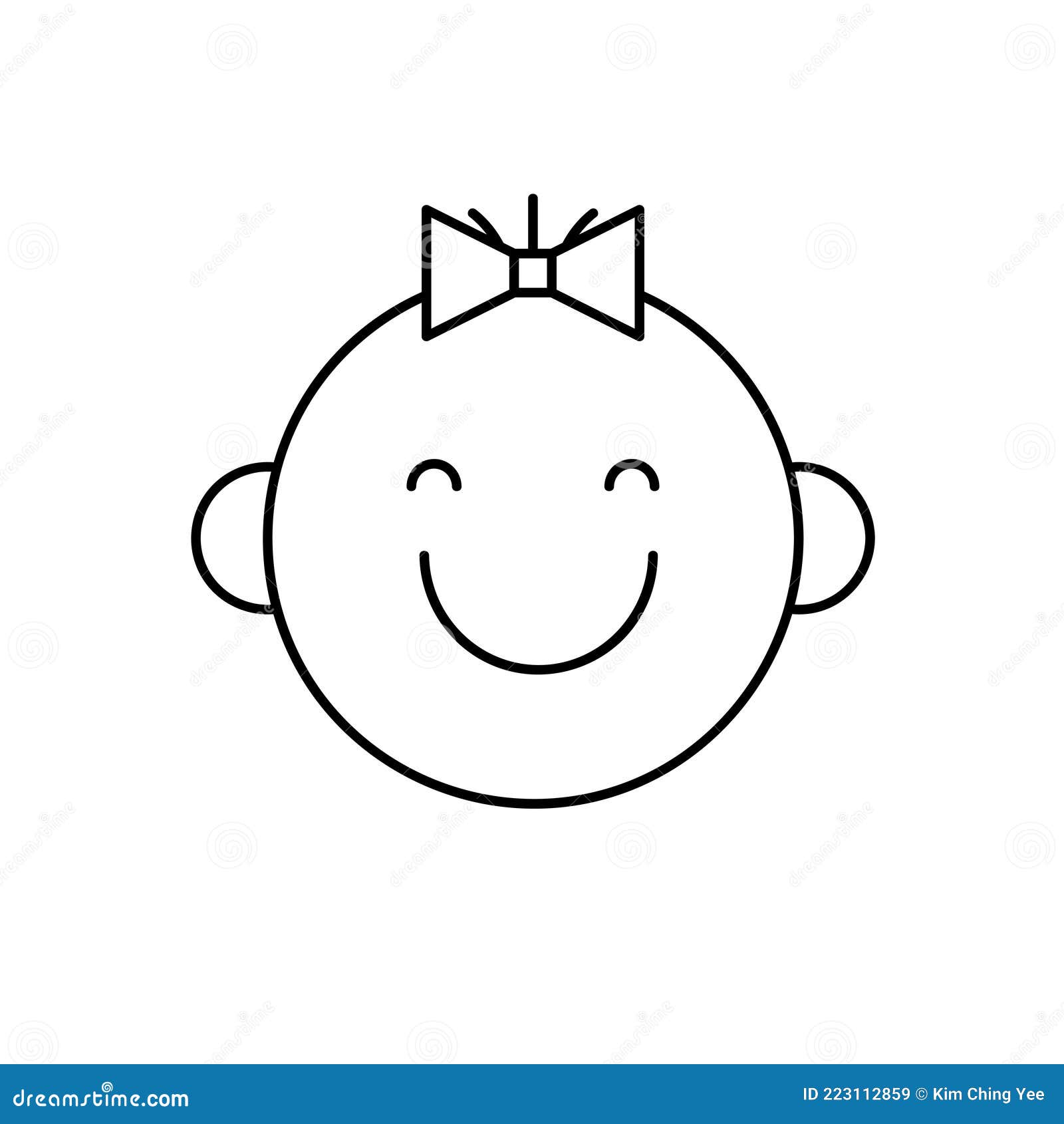 Cute Baby Face Line Icon. Outline Symbol Little Baby Girl. Stock Vector ...