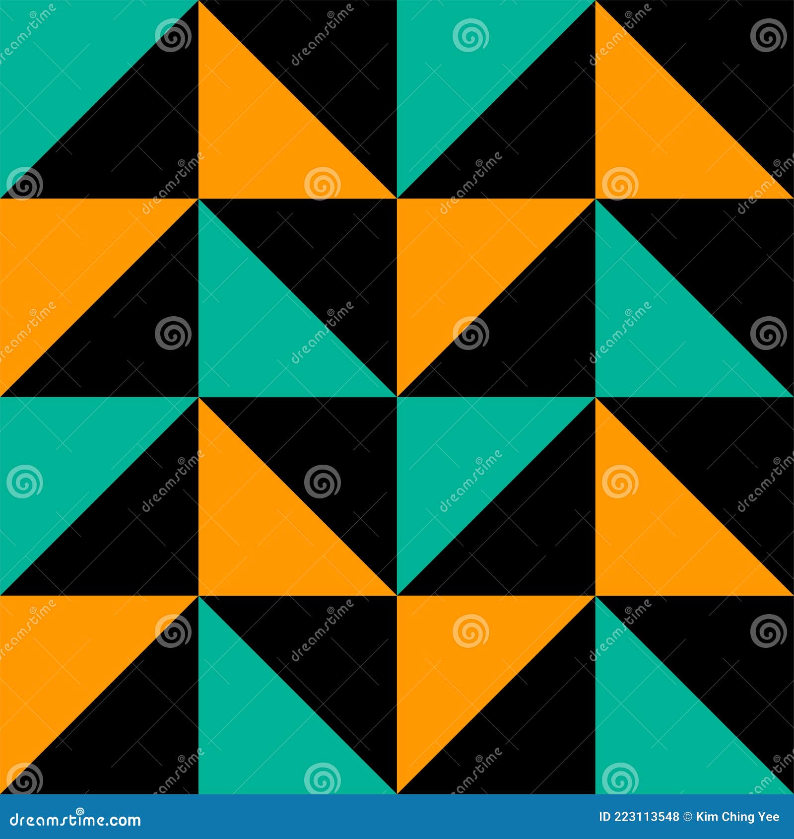 Seamless Vector Pattern with Black, Green and Orange Triangles Stock ...