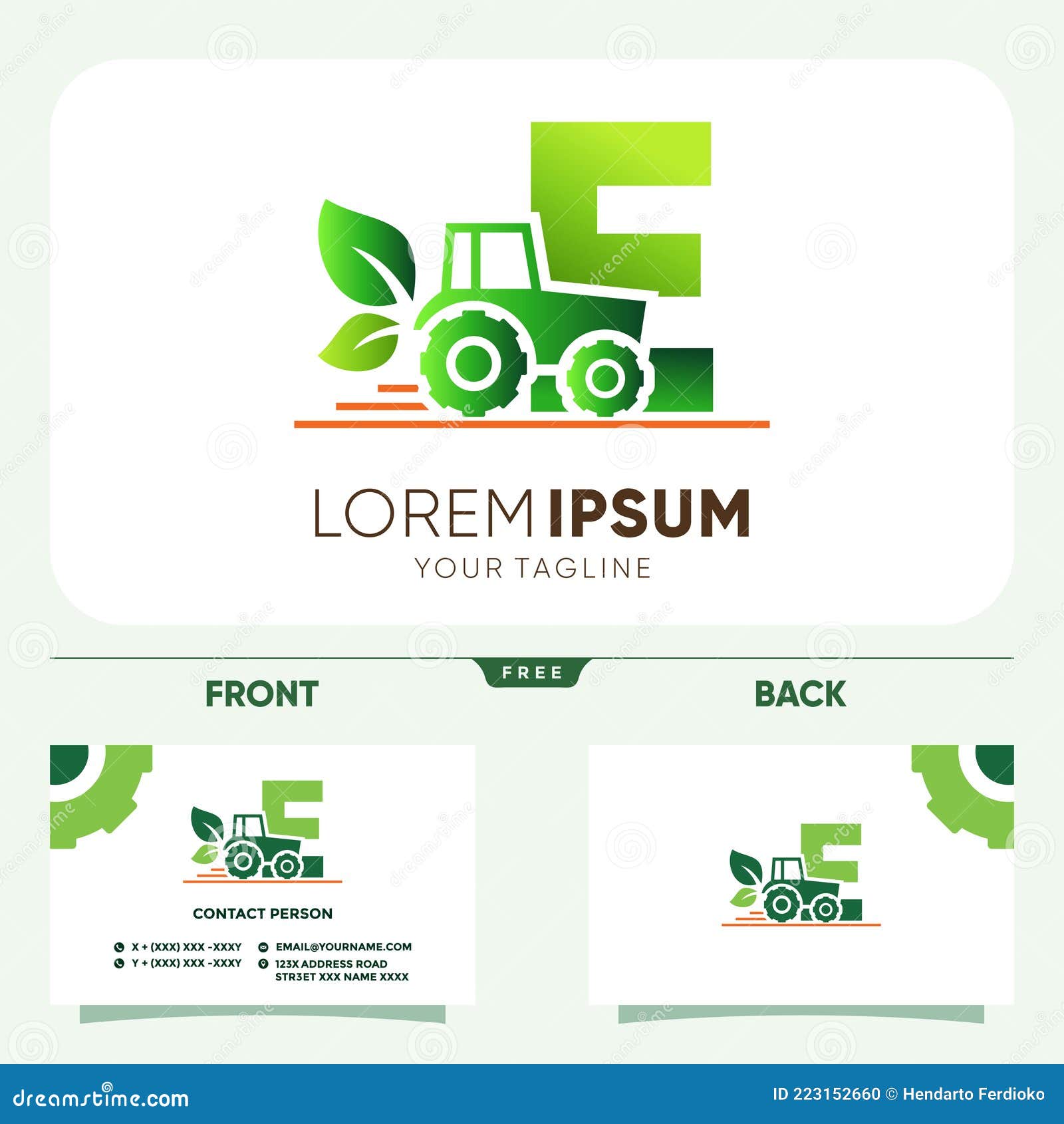 Initial Letter E Tractor Agriculture Gardening Logo Design Vector ...