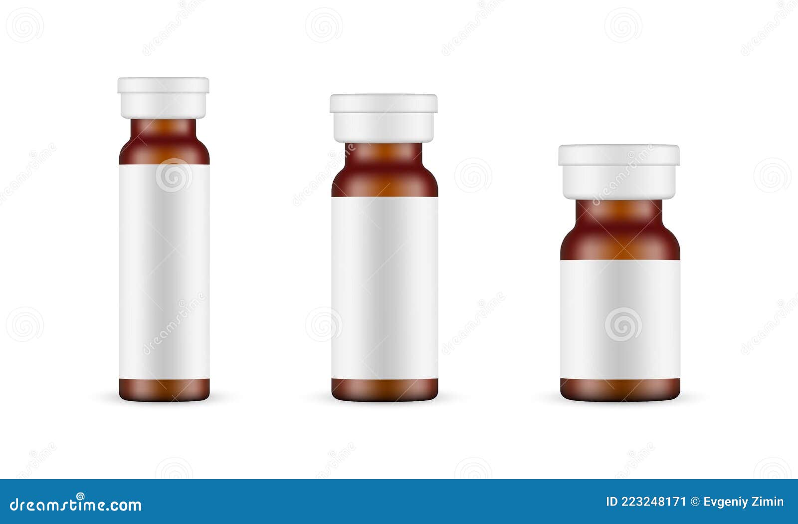 Set of Amber Glass Medical Ampoules Mockups with Blank Labels Stock ...