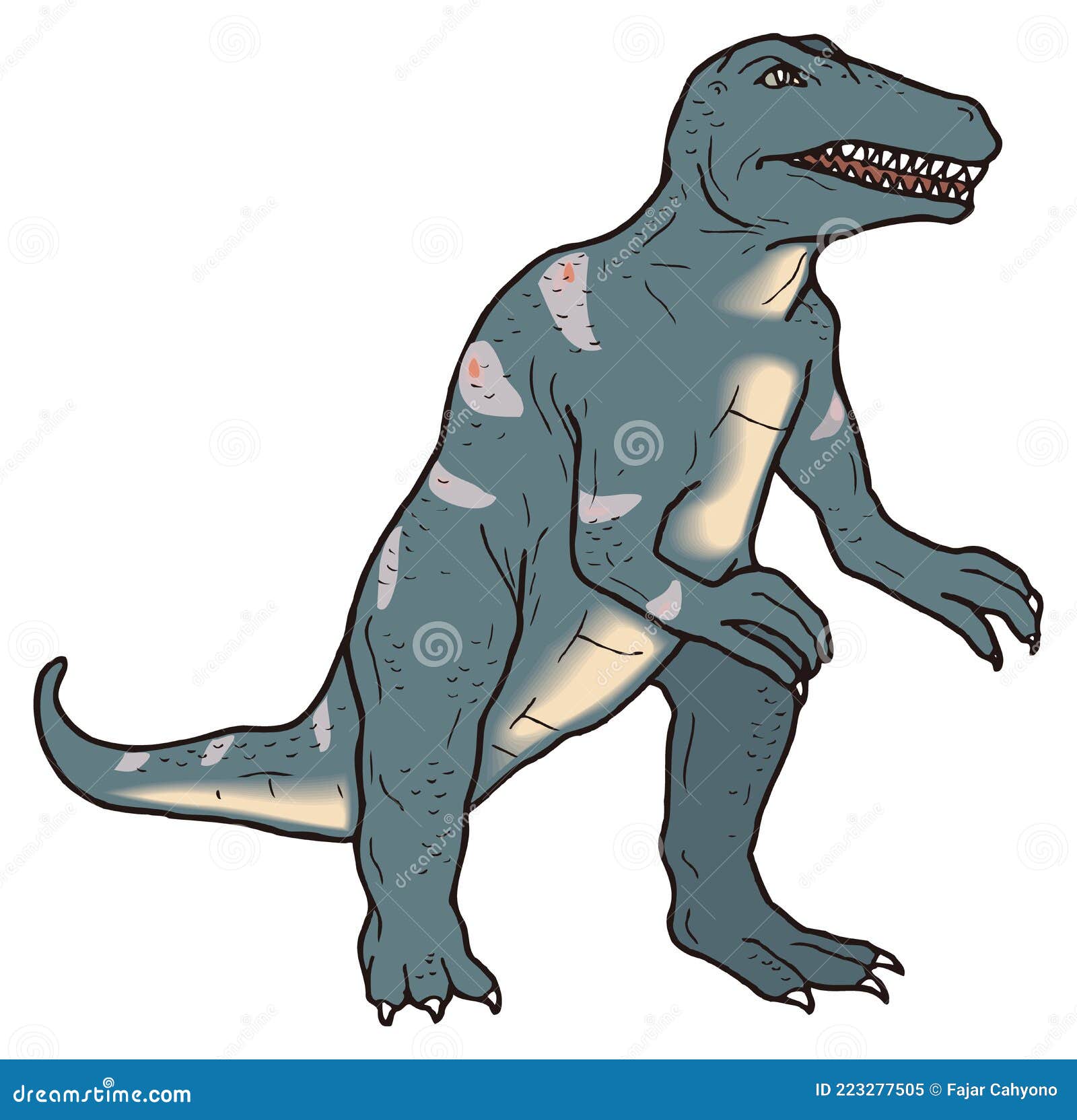 Allosaurus Cute Character Dinosaurs Illustration Cartoon Vector ...
