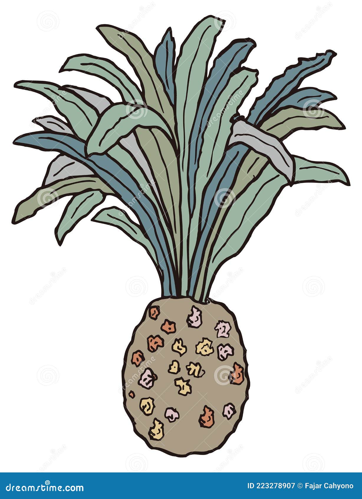 Cycas Plant In Pot Iconic Vector Drawing With Plan Background Plant In ...