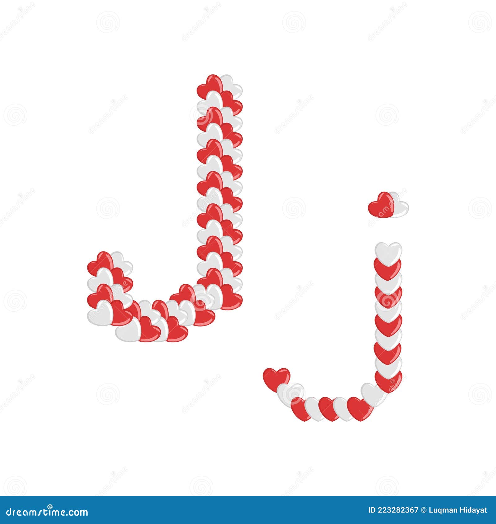Vector Cartoon of `J` Alphabet Letter in the Shape of Love Stock Vector ...