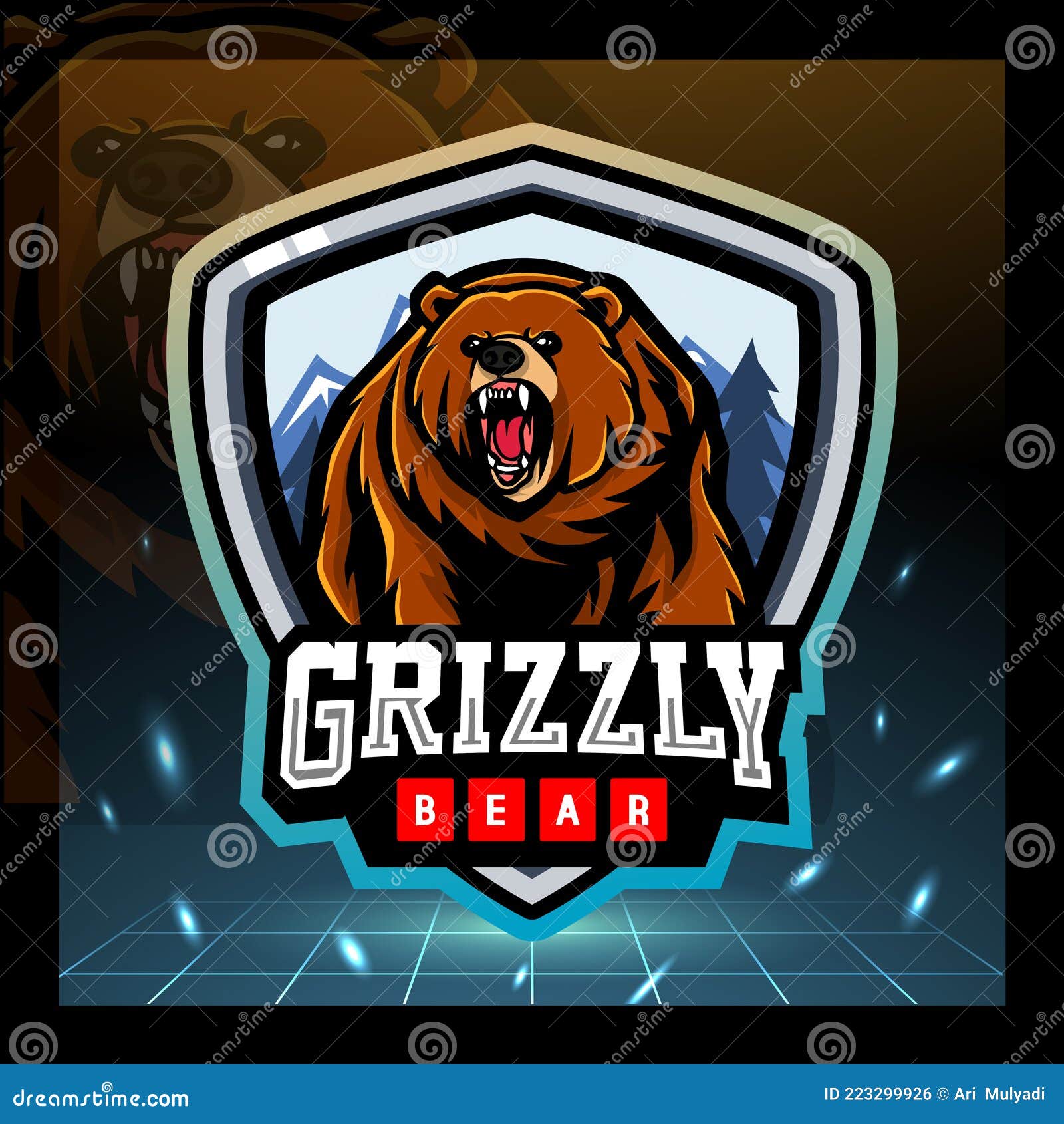 Grizzly Bear Mascot. Esport Logo Design Stock Vector - Illustration of ...