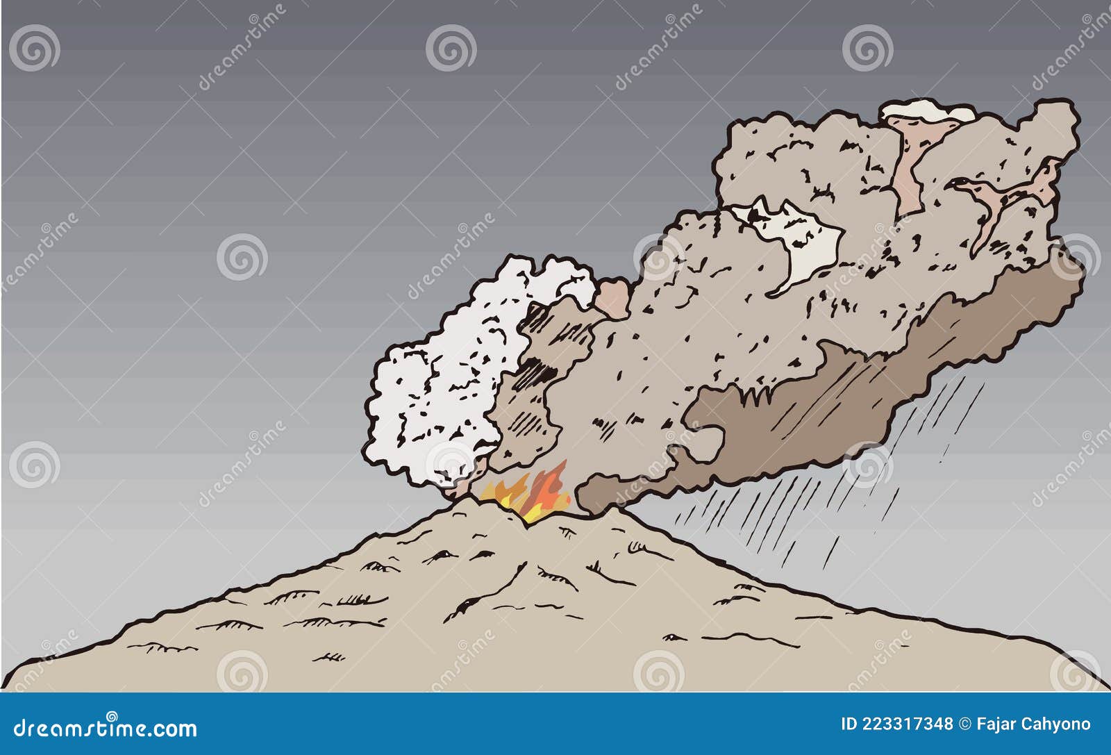 Cute Vulcano, Vector Flat Illustration. Cartoon Sing Volcano Handdraw ...