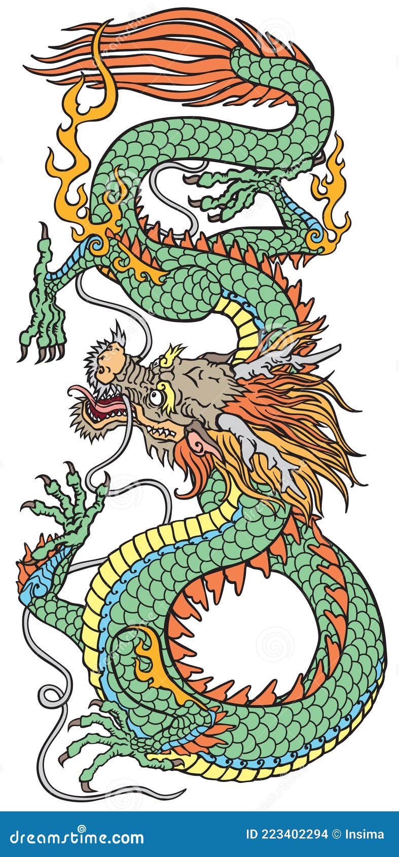 Azure Chinese Dragon. Tattoo Stock Vector - Illustration of chinese ...