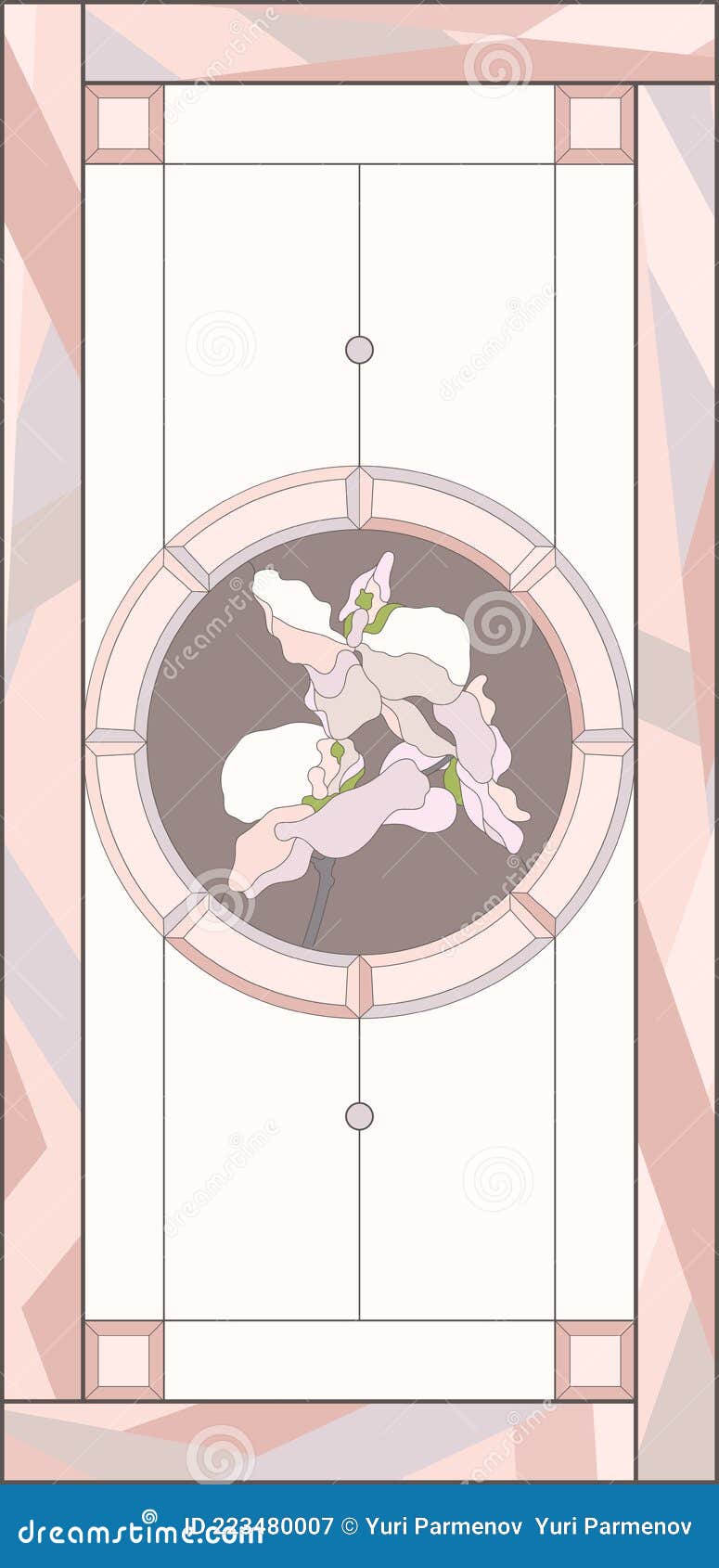 Stained-glass Panel in a Rectangular Frame. Window Frame Border ...