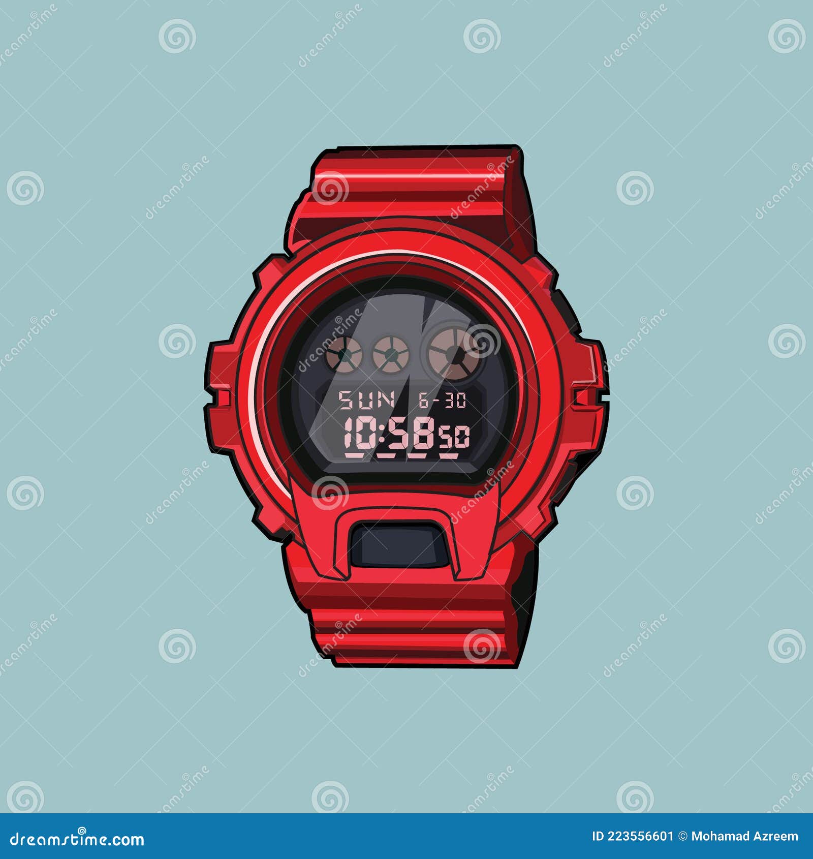 Red Casio G-Shock Vector Illustration Stock Vector - Illustration of ...