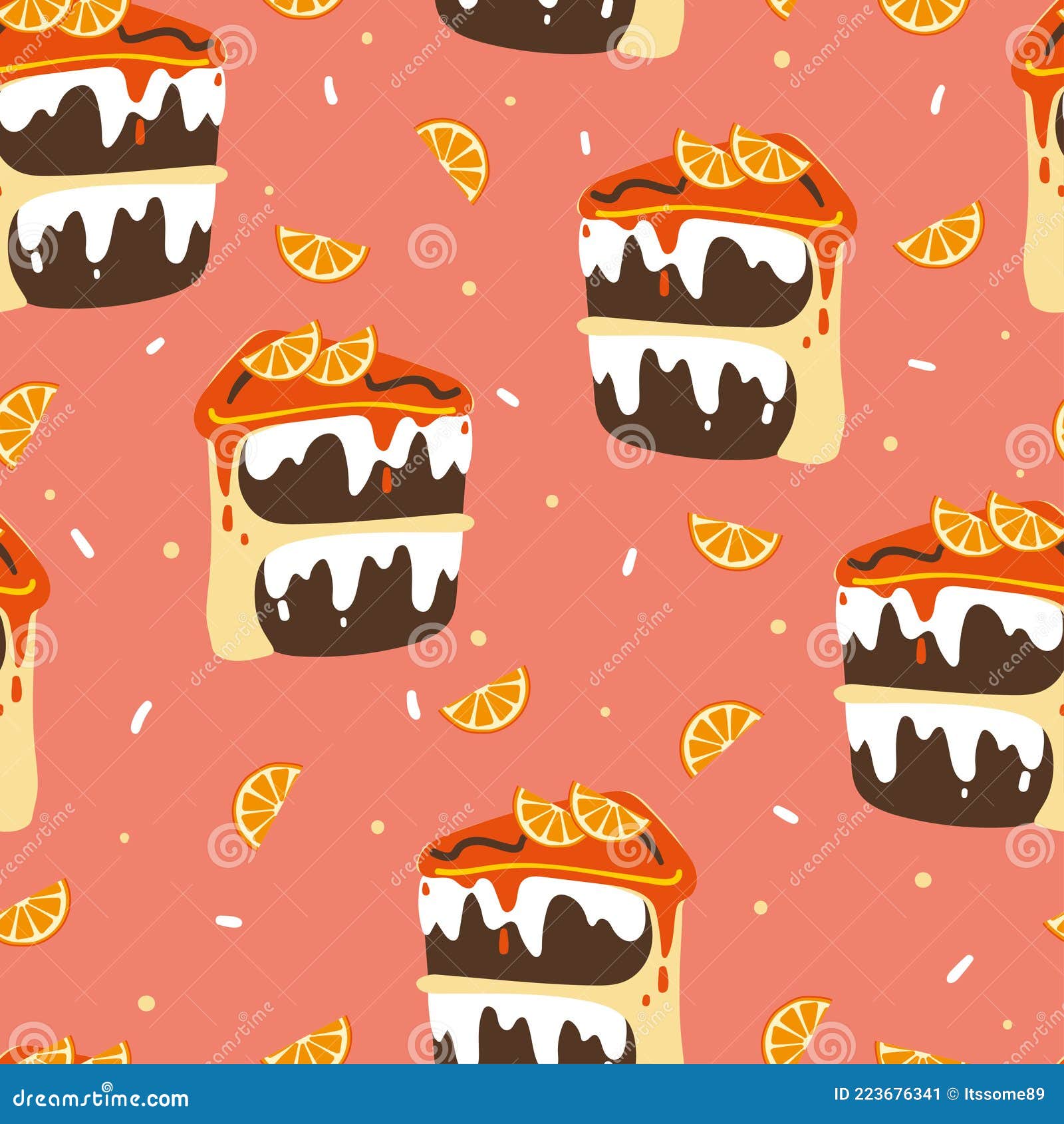 Cute Seamless Pattern with Cartoon Sweets and Dessert for Fabric Print ...