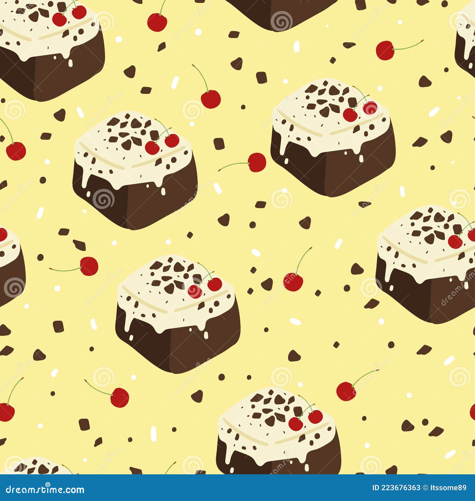 Cute Seamless Pattern with Cartoon Sweets and Dessert for Fabric Print ...