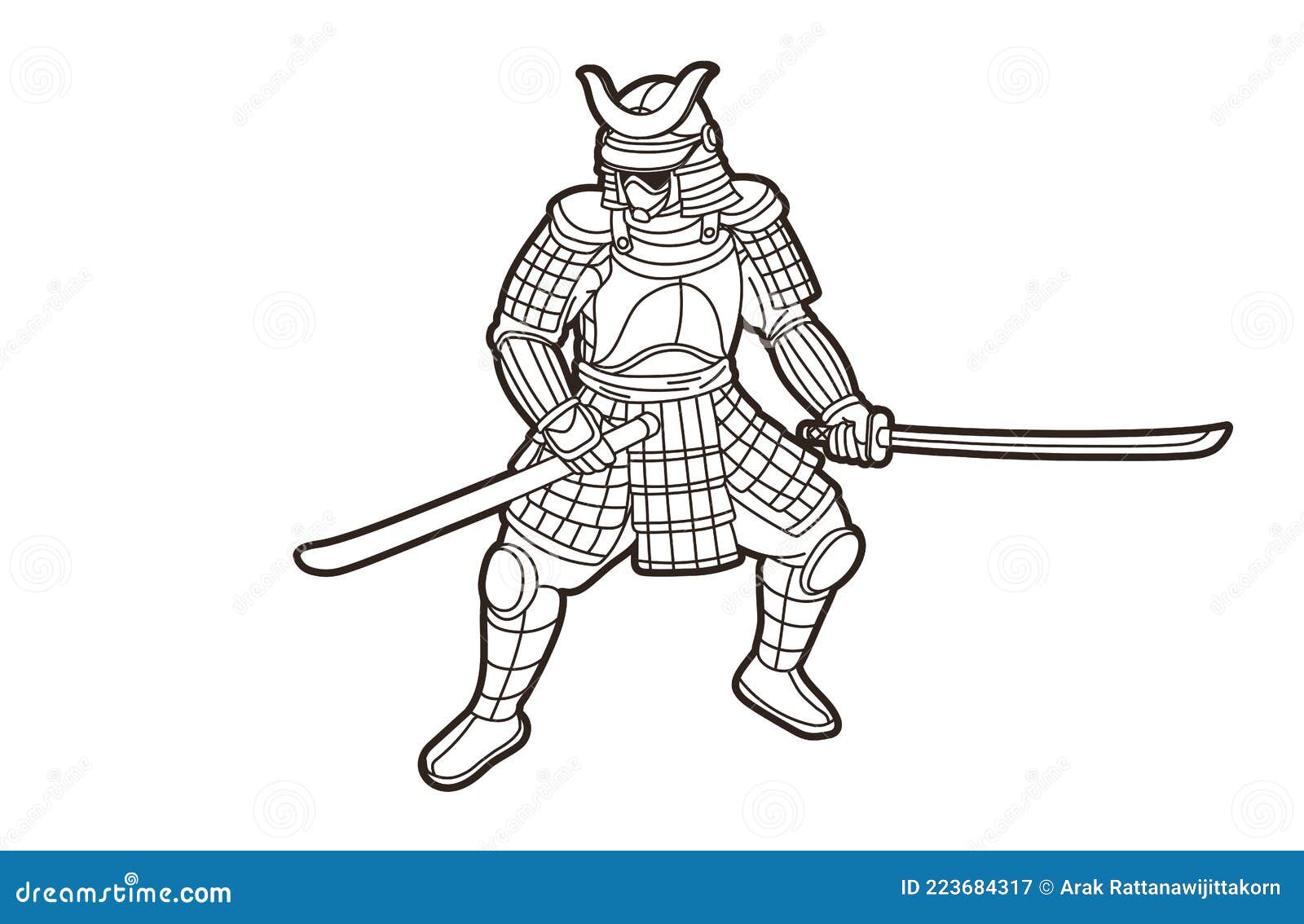 Samurai Warrior Action Japanese Fighter Cartoon Graphic Vector Stock ...