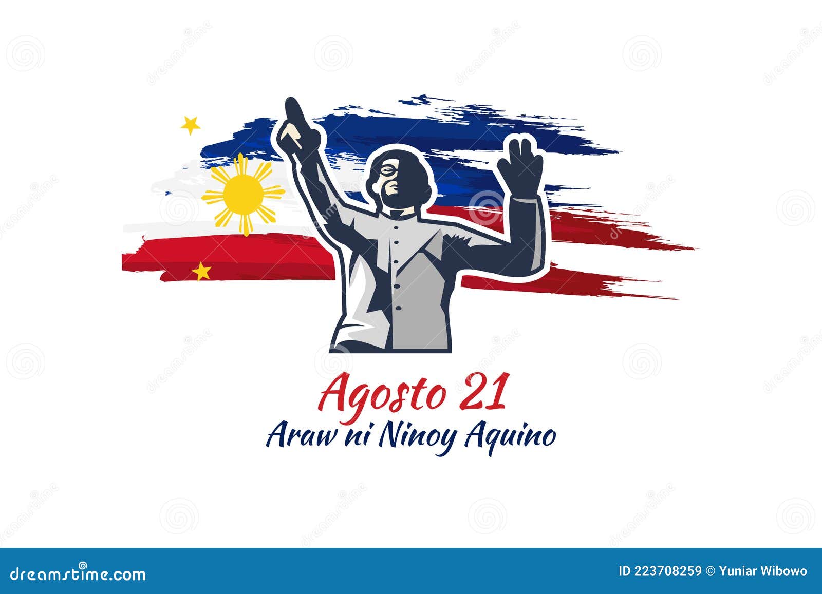 Translation: August 21, Ninoy Aquino Day. Happy Ninoy Aquino Day Vector ...