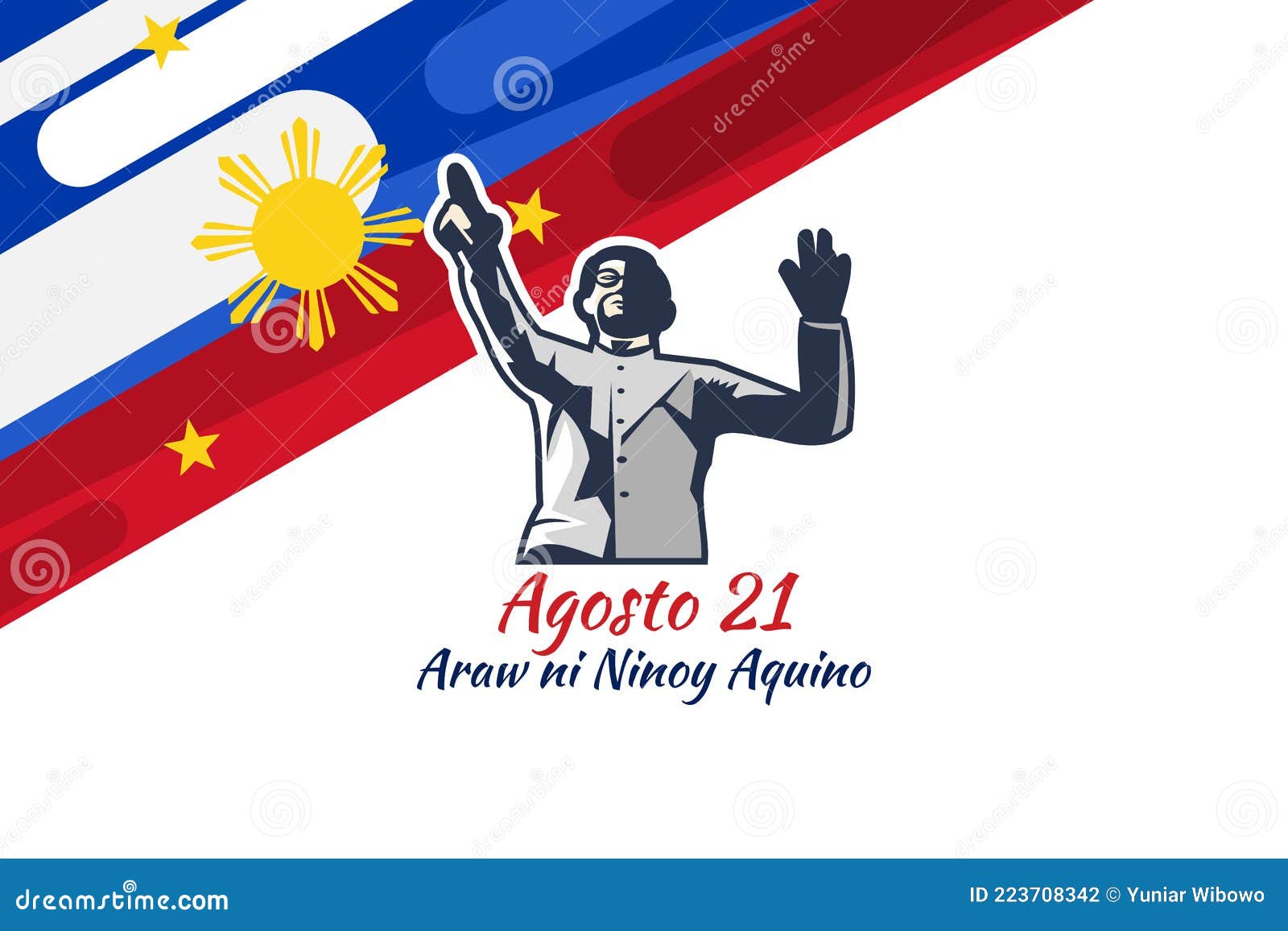 Translation: August 21, Ninoy Aquino Day. Happy Ninoy Aquino Day Vector ...